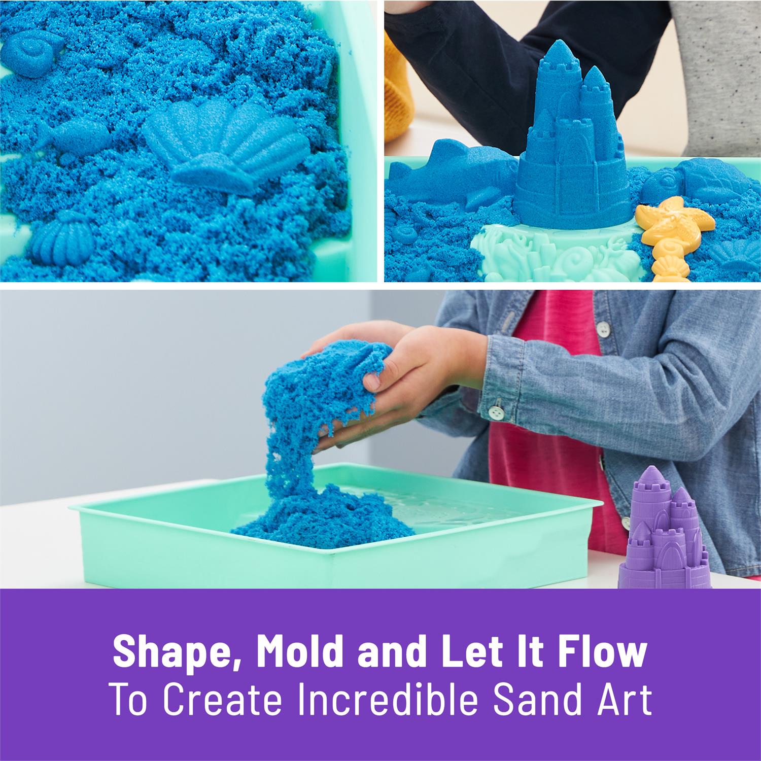 Kinetic Sand Sandbox Set, 1lb Blue Play Sand