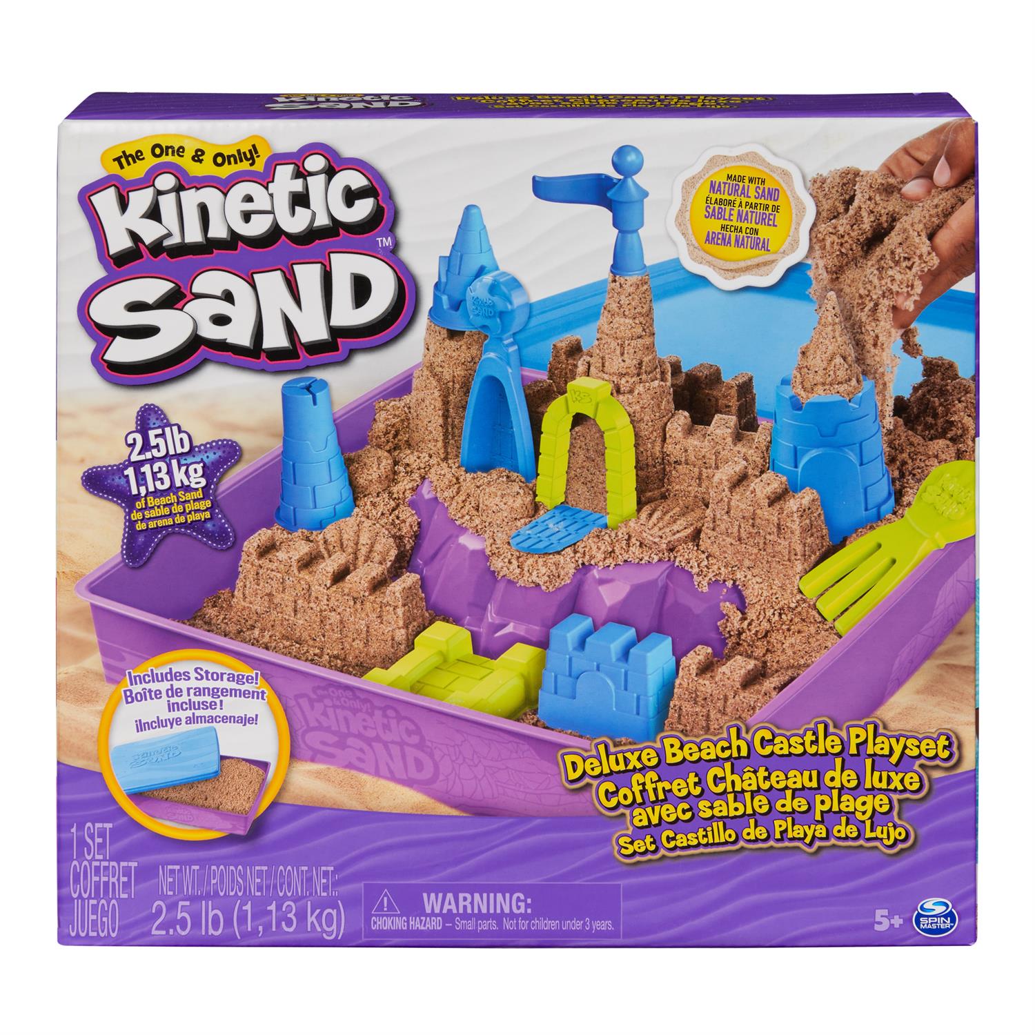 Kinetic Sand, Deluxe Beach Castle Playset with 2.5lbs of Beach Sand