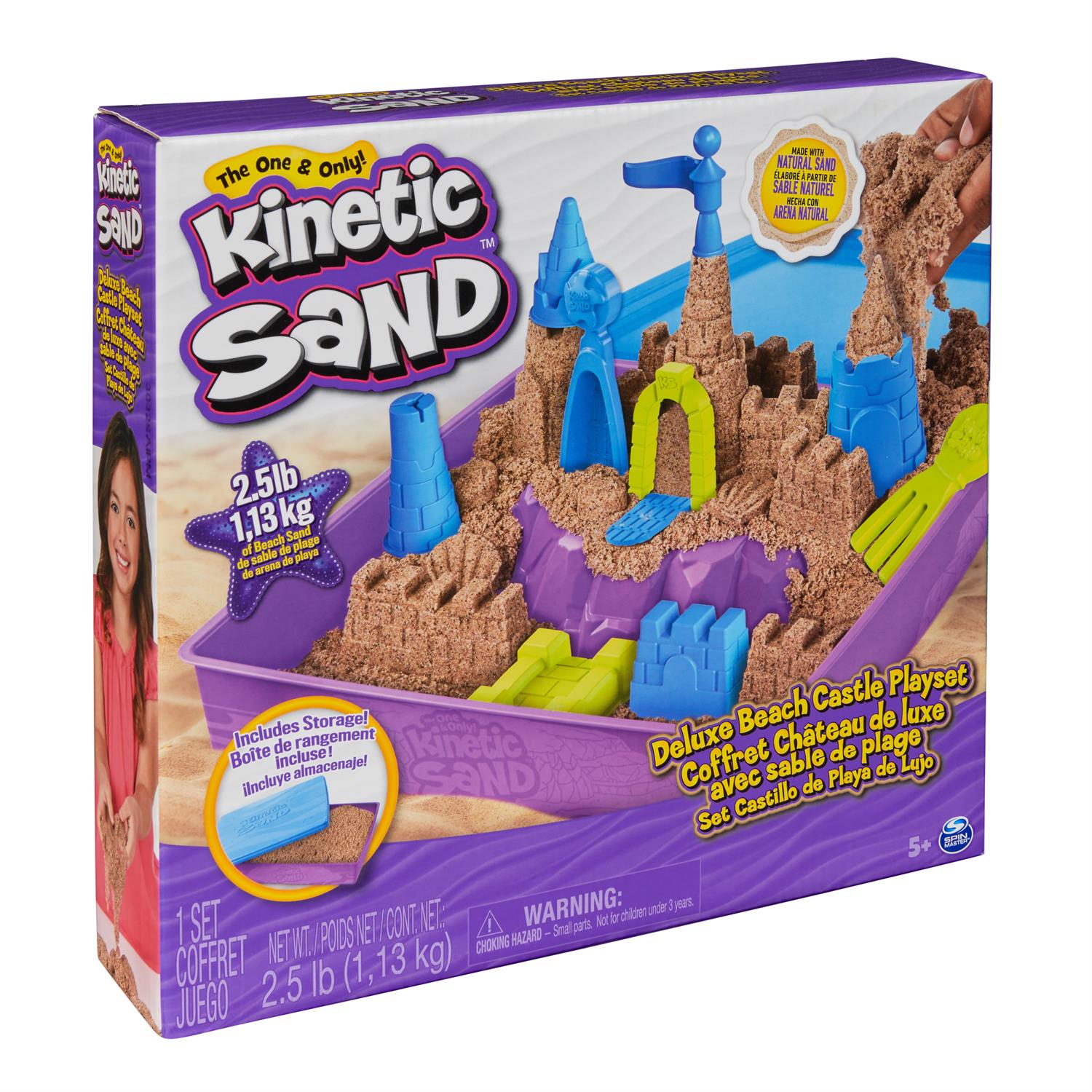 Kinetic Sand, Deluxe Beach Castle Playset with 2.5lbs of Beach Sand
