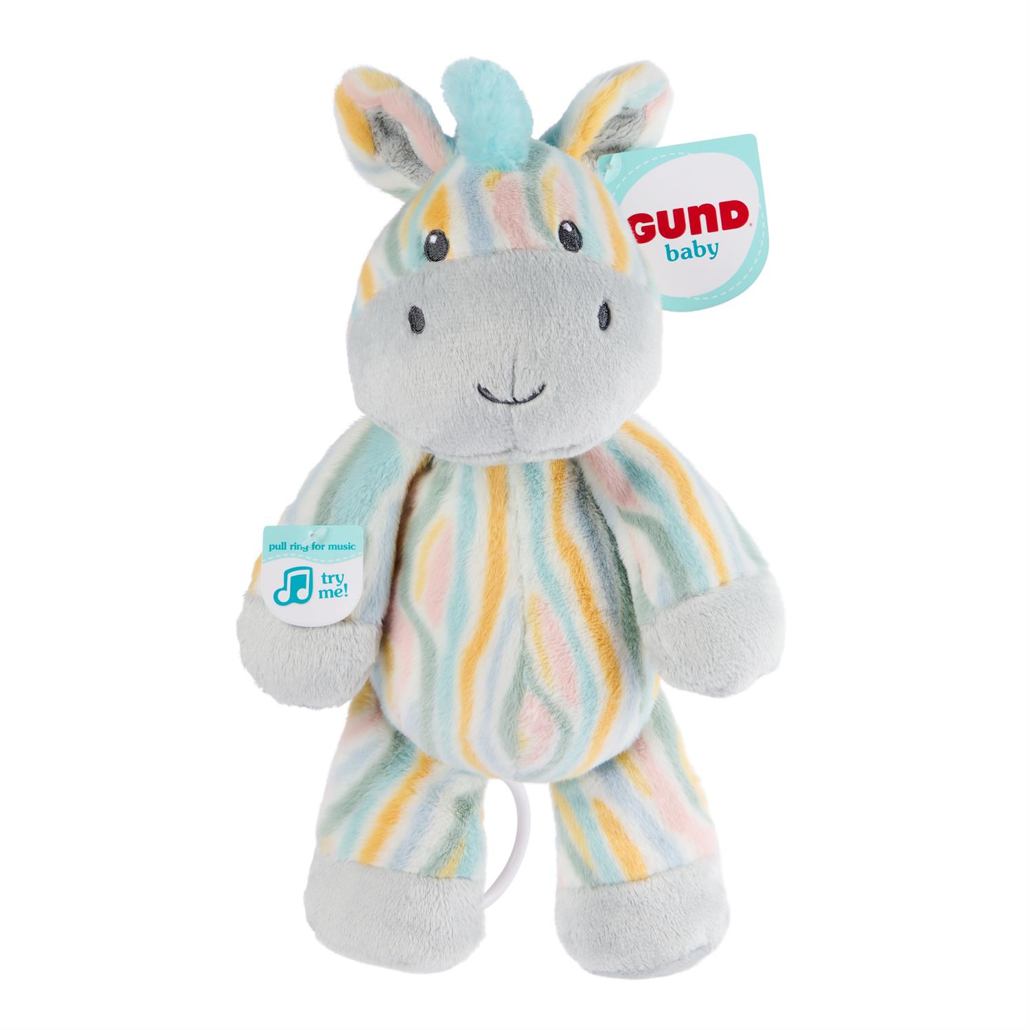 Safari Friends Zebra Pull-Down Musical Plush (Plays Brahms` Lullaby), 12 in