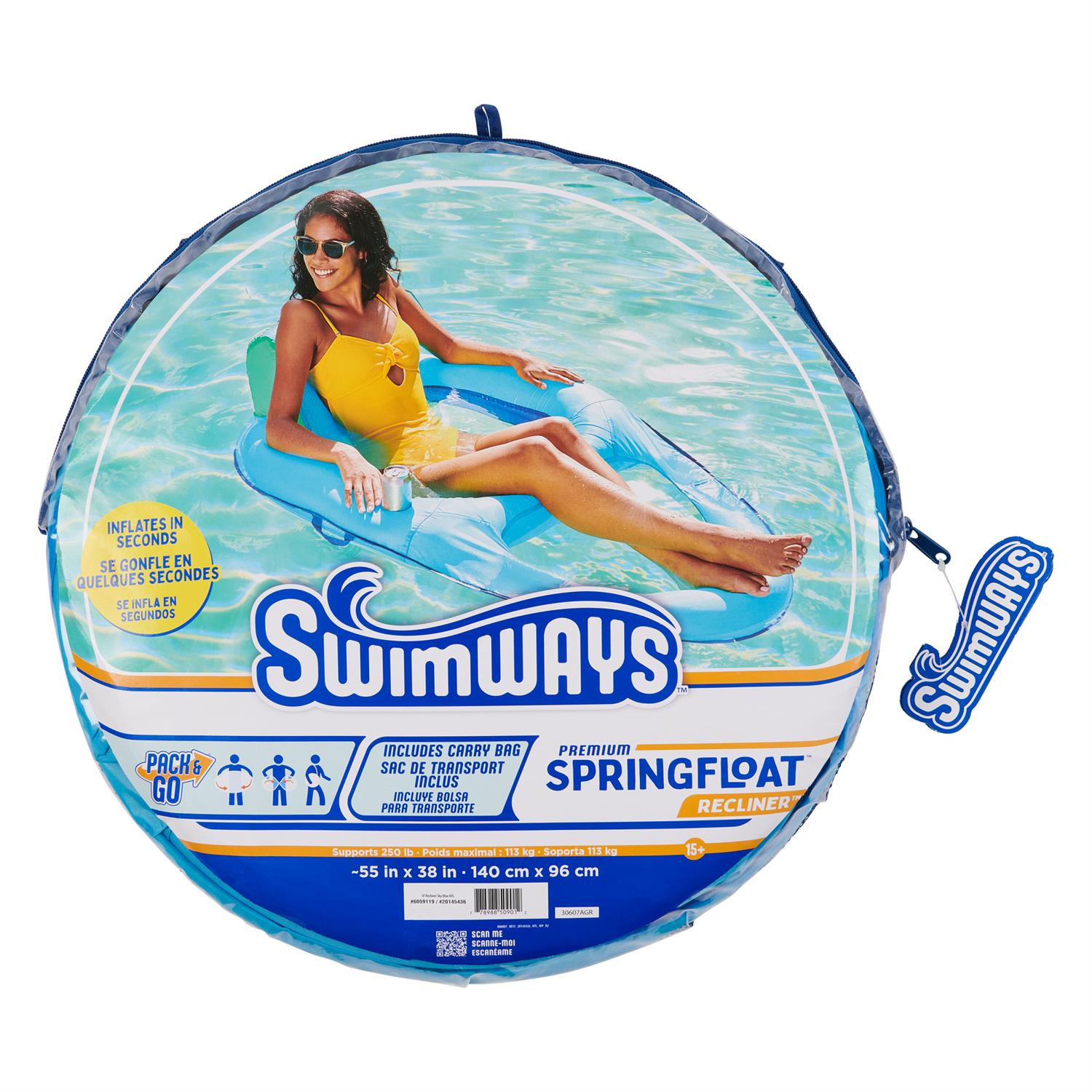 SwimWays Spring Float Premium Recliner Pool Lounger with Hyper-Flate ...
