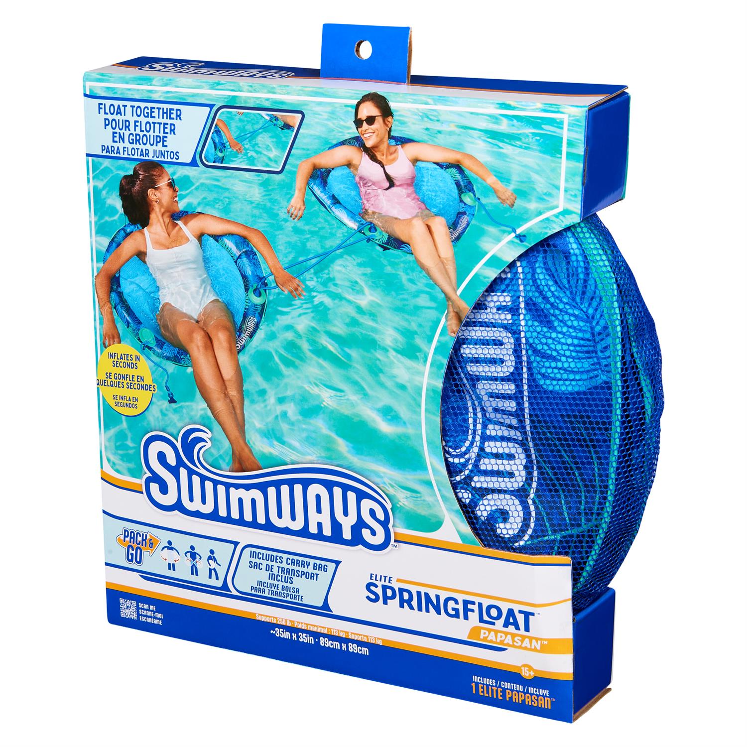 Swimways Elite Spring Float Papasan Pool Lounger, Inflatable Pool ...