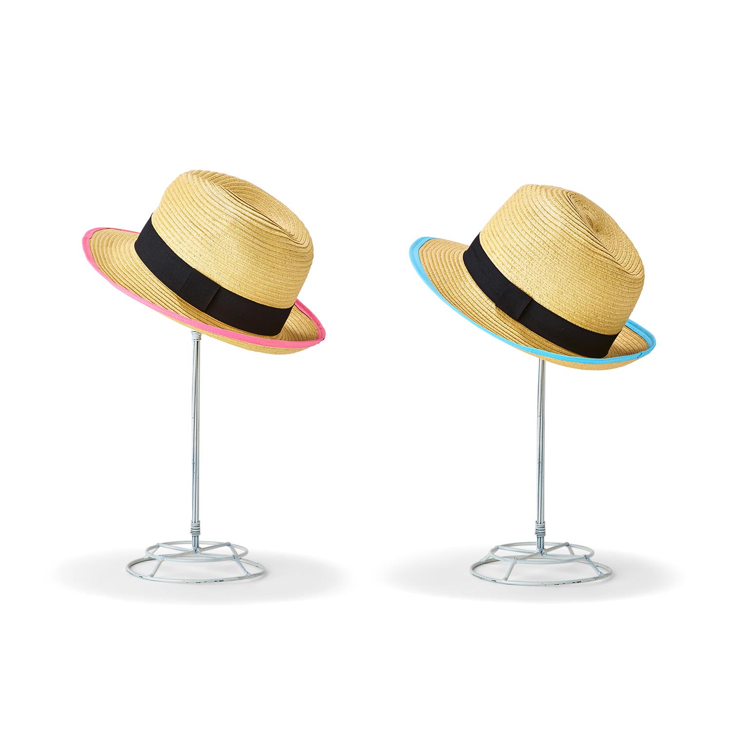 Fedora Straw Hat with Color Edge Assorted 2 Colors