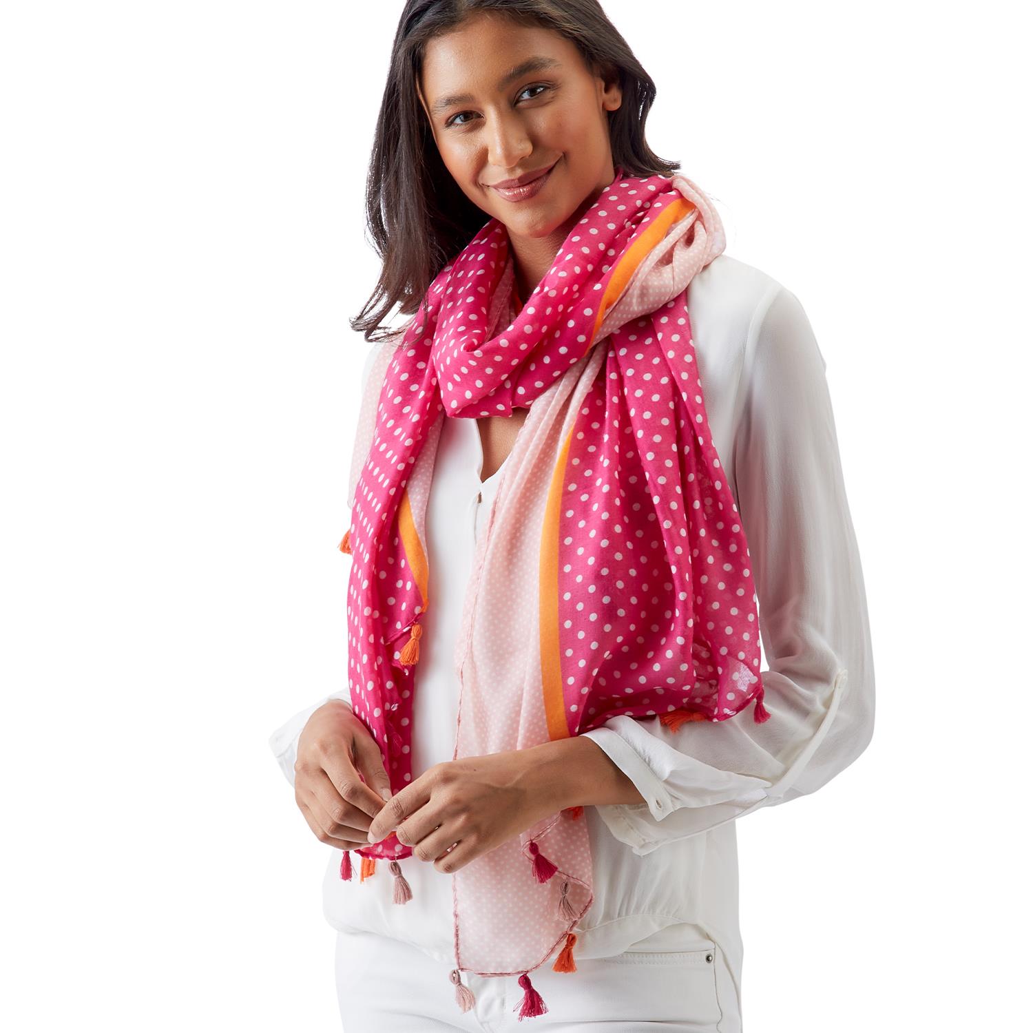 Dots of Love Polka Dot Scarf with Tassels A/2