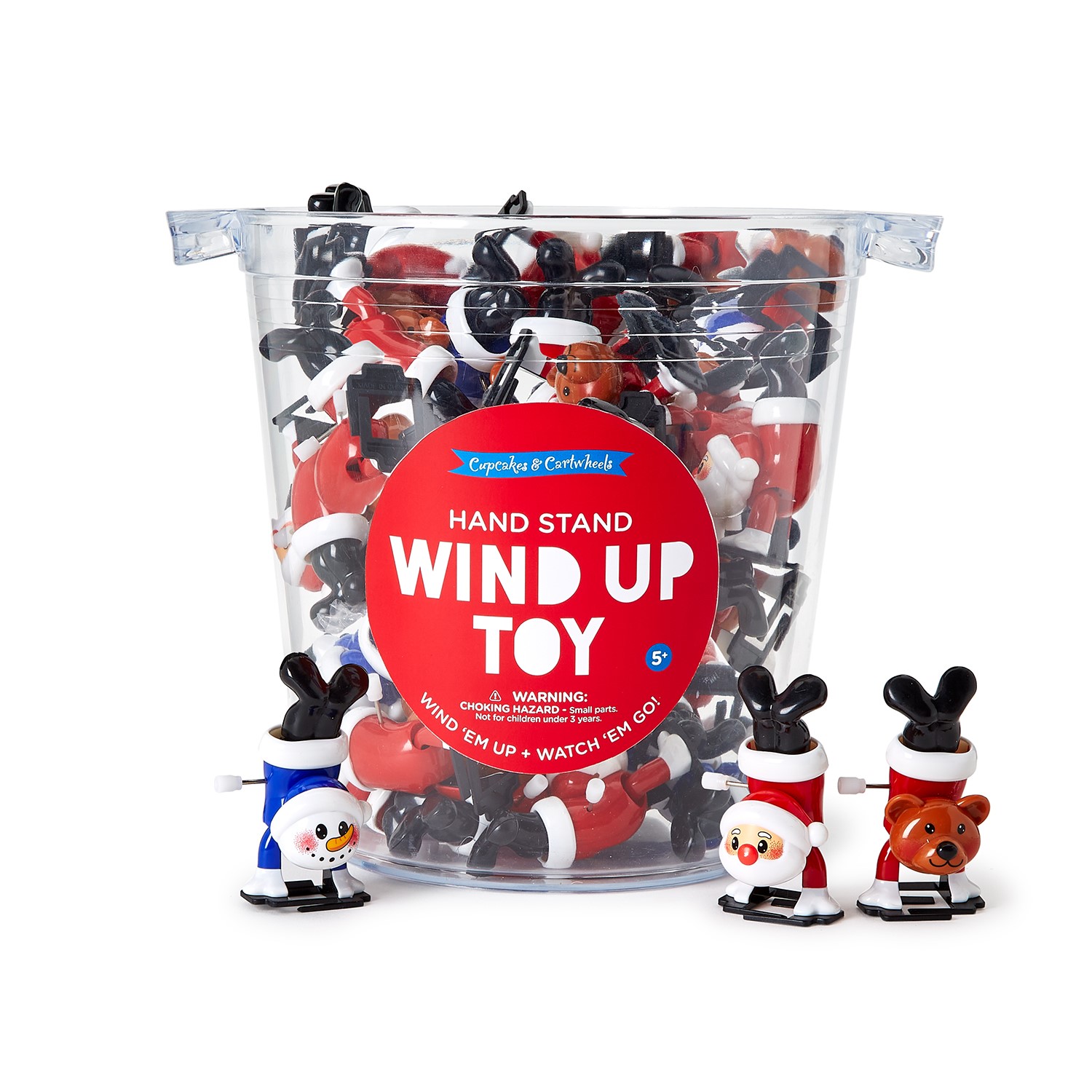 60 Pc Hand Standing Wind Up Toy Unit with Bucket Display Includes 3 Designs