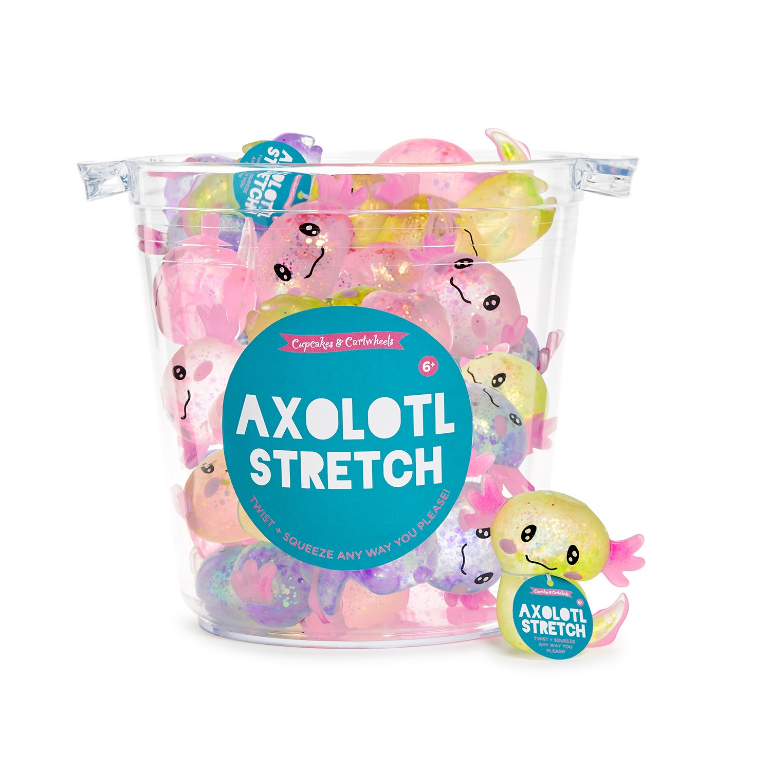 30 Pc Squishy Glitter Axolotl Toy Unit with Bucket Display Includes 3 ...
