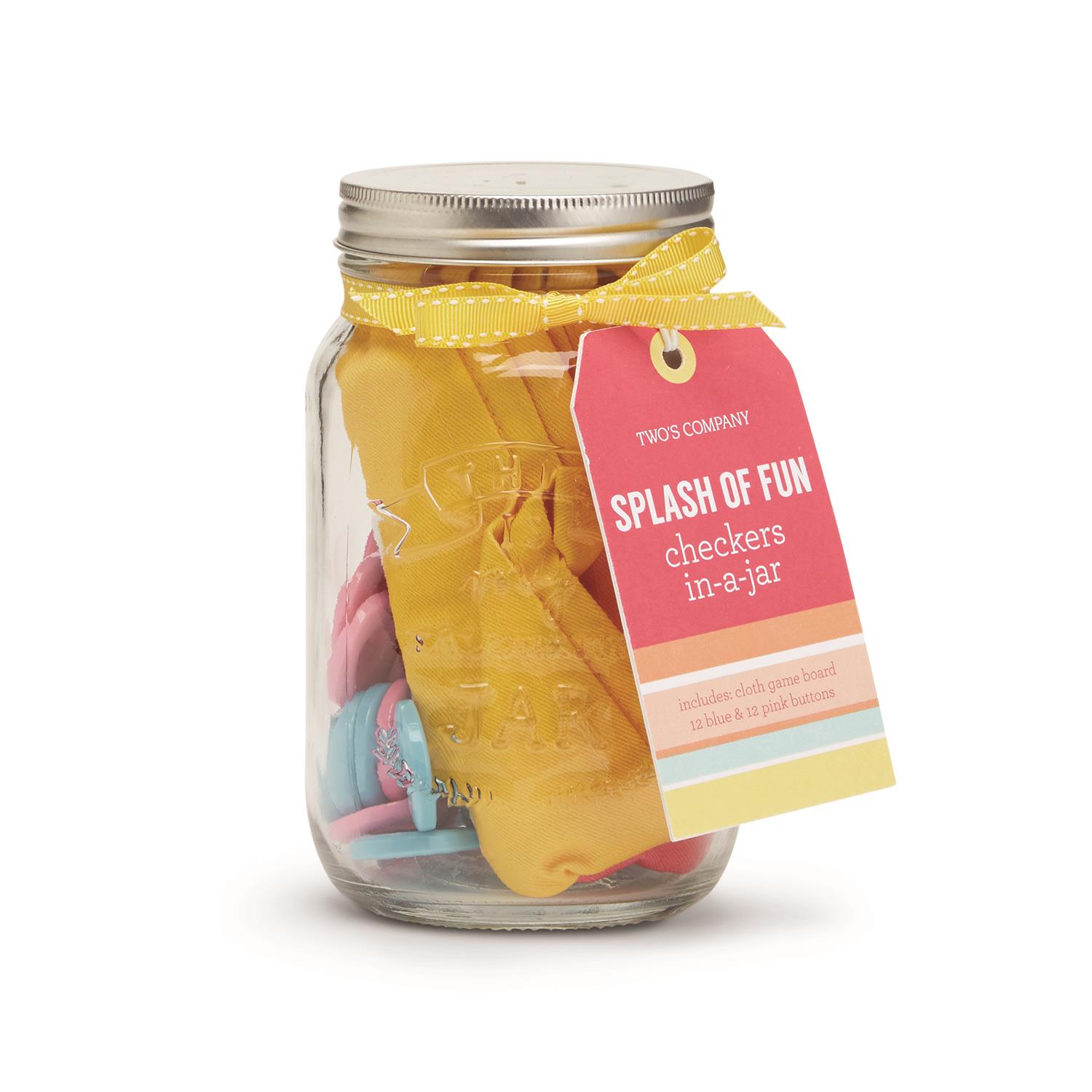 Checkers Set in Jar w/24 Buttons Asst 2 Colors