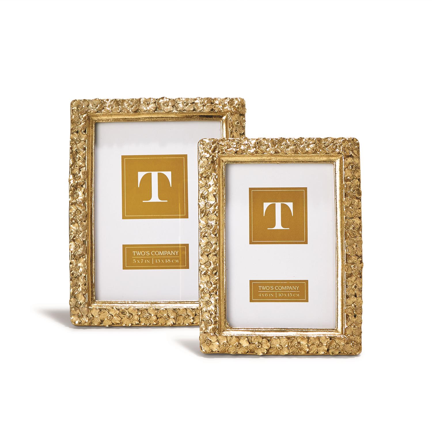 S/2 Golden Photo Frames Includes 2 Sizes
