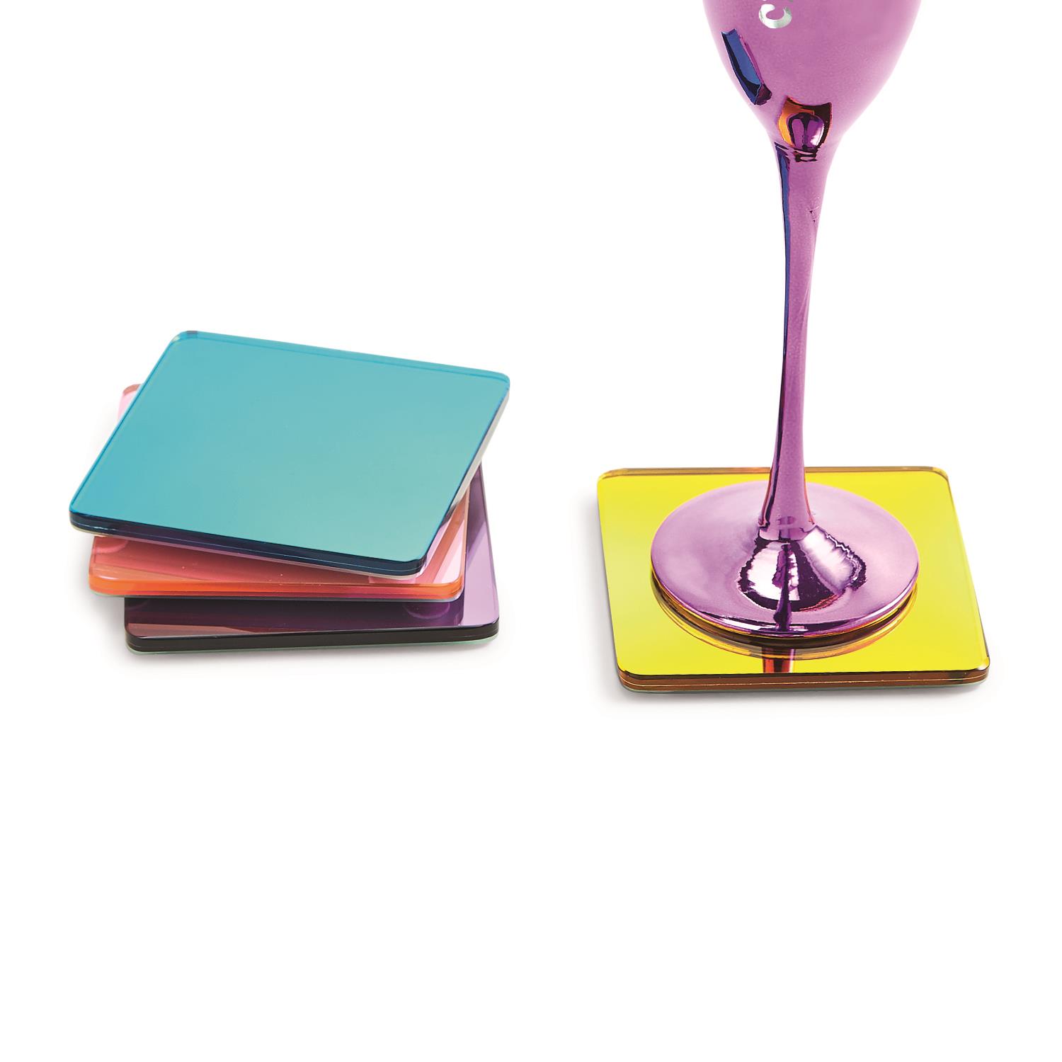 S/4 Glass Coasters Includes 4 Colors