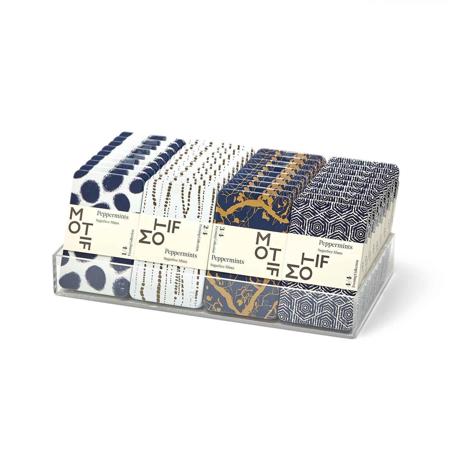 36 Pc Motif Evening Peppermints Un W/Countertop Display Incl 4 Designs