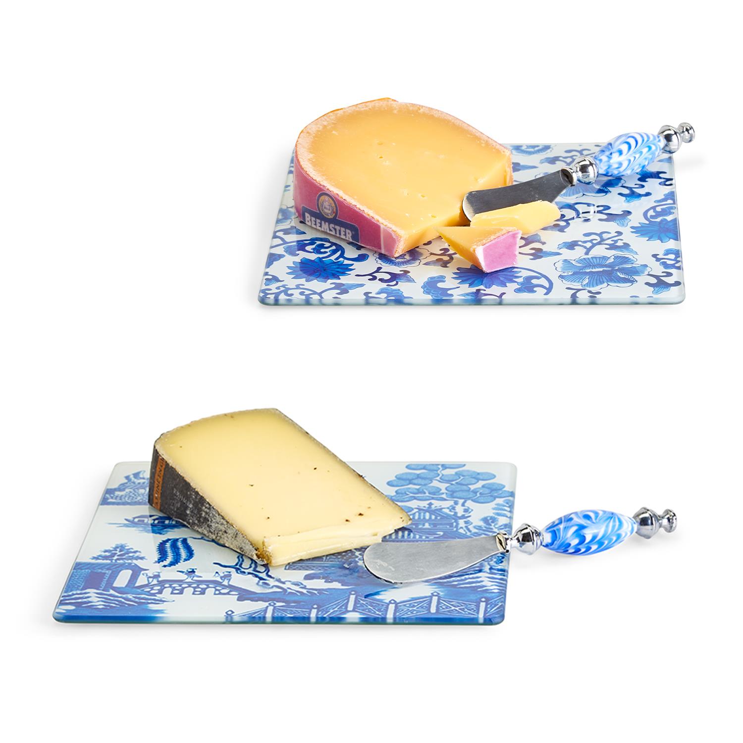 Blue and White 2 Pc Cheese Serving Set in Gift Box