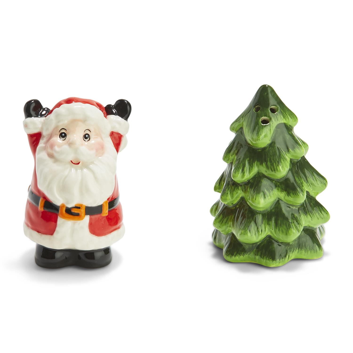Santa and Christmas Tree Salt and Pepper Shakers in Gift Box