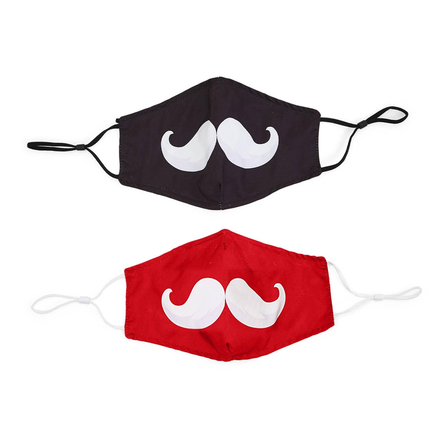 Men's Reversible Santa Mustache 2 Layer Face Cover A/2 Colors