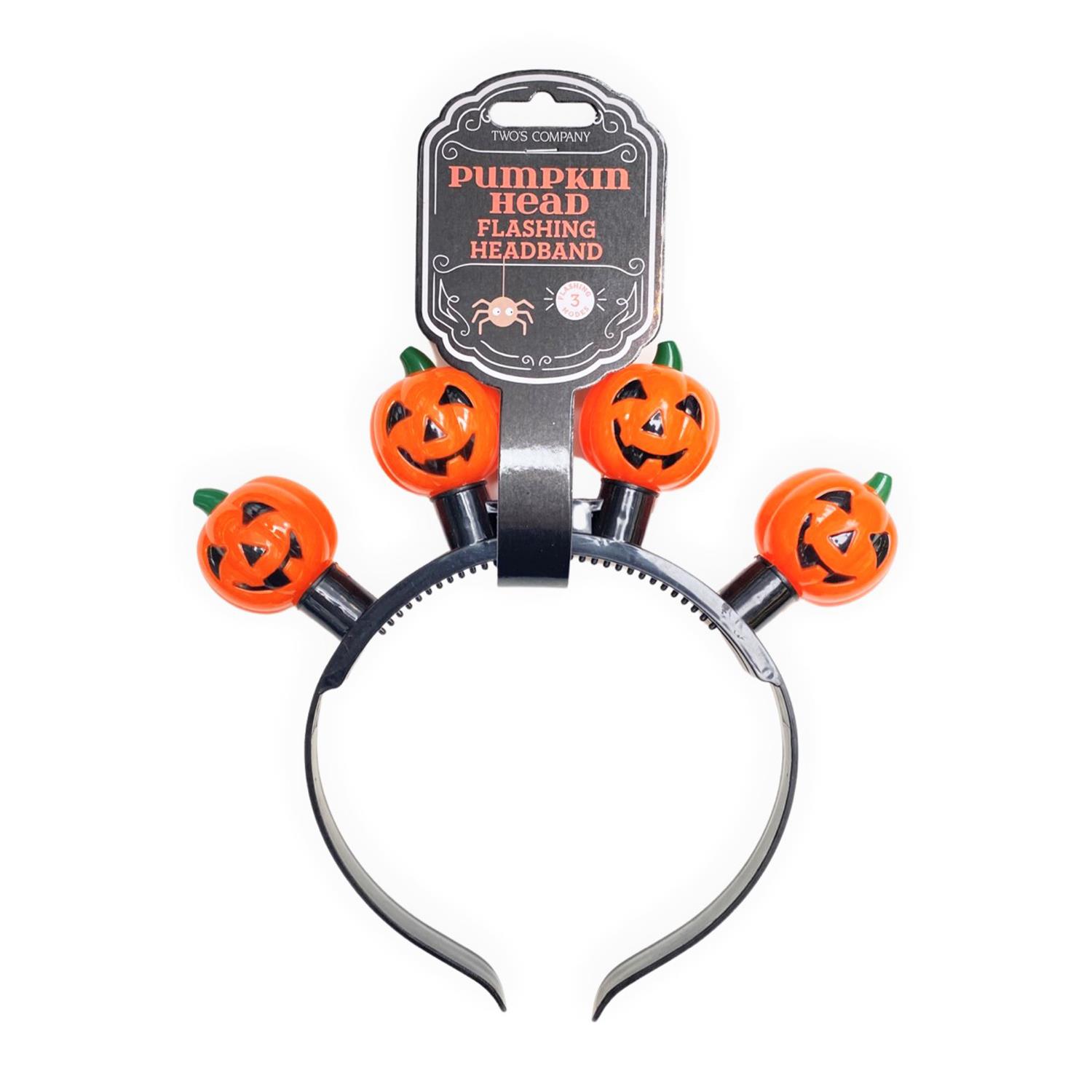 Pumpkin Head Light Up Jack-o-Lantern Novelty Headband with 3 Modes