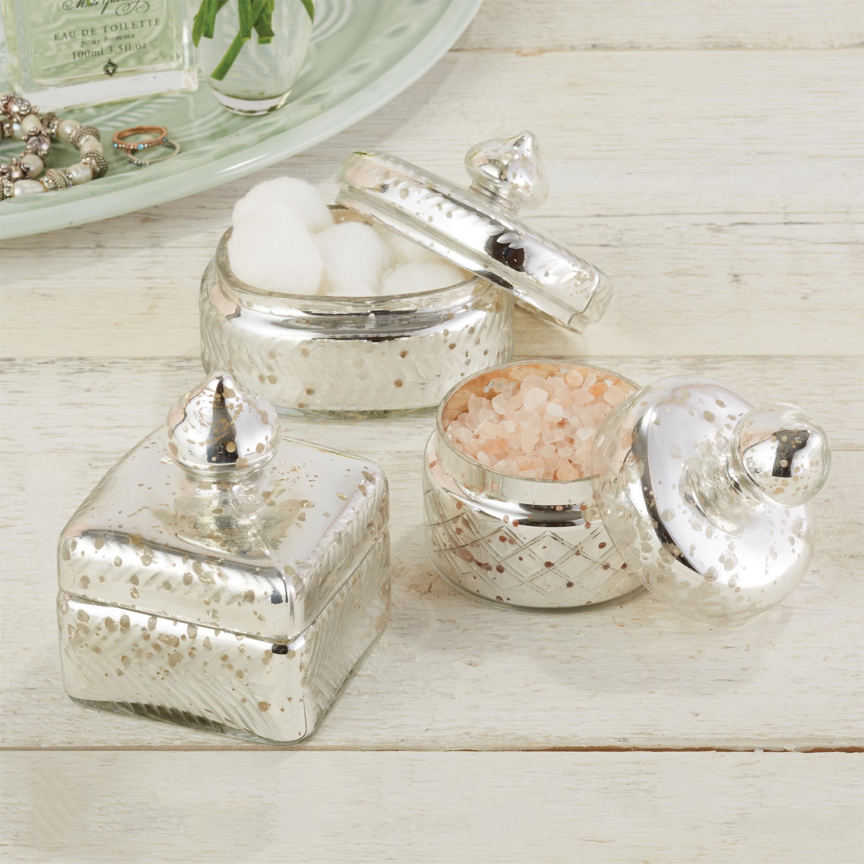 S/3 Vintage Trinket Boxes Antiqued Silver Finish