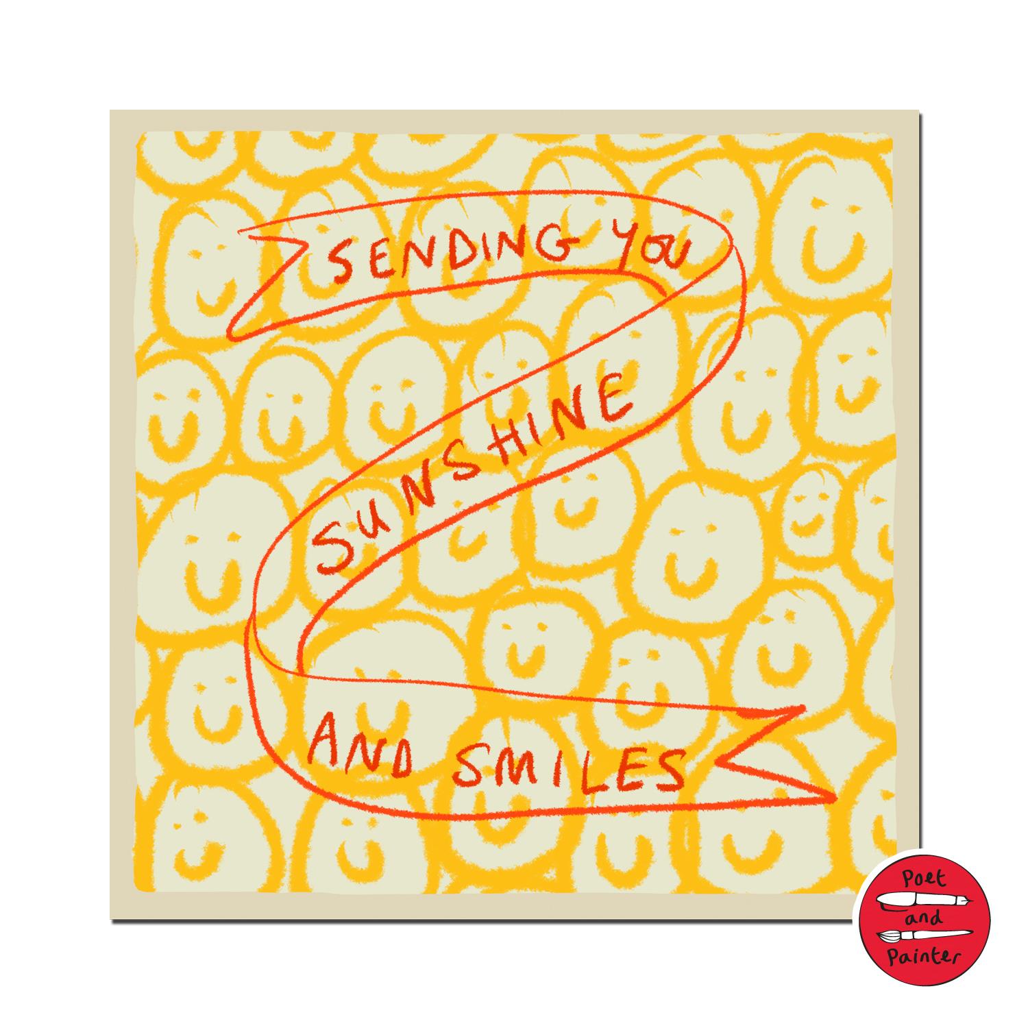 S/6 "Sunshine and Smiles" Note Cards with White Envelope