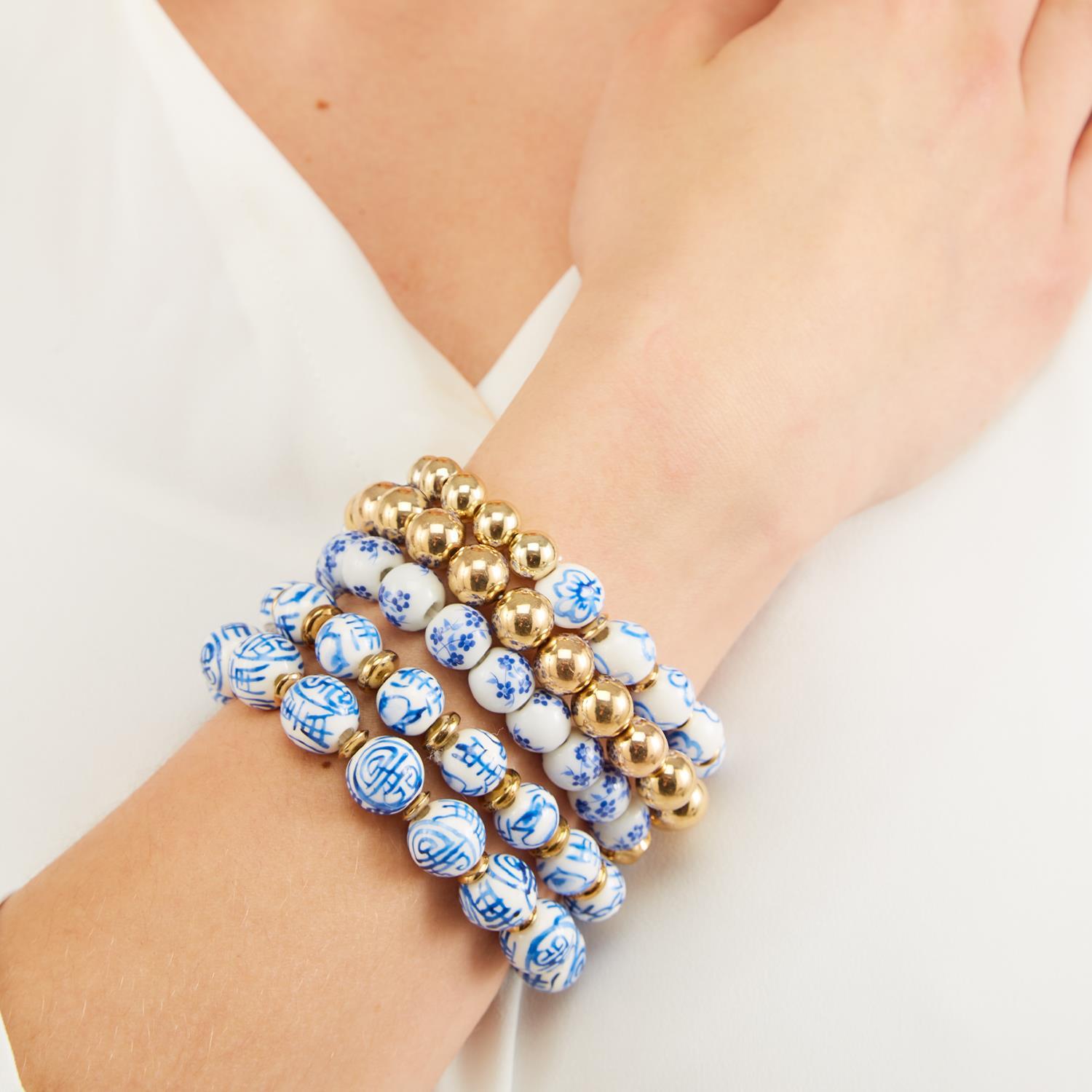 Chinoiserie Chic Stretch Bracelets Includes 5 Designs in Blue, White ...