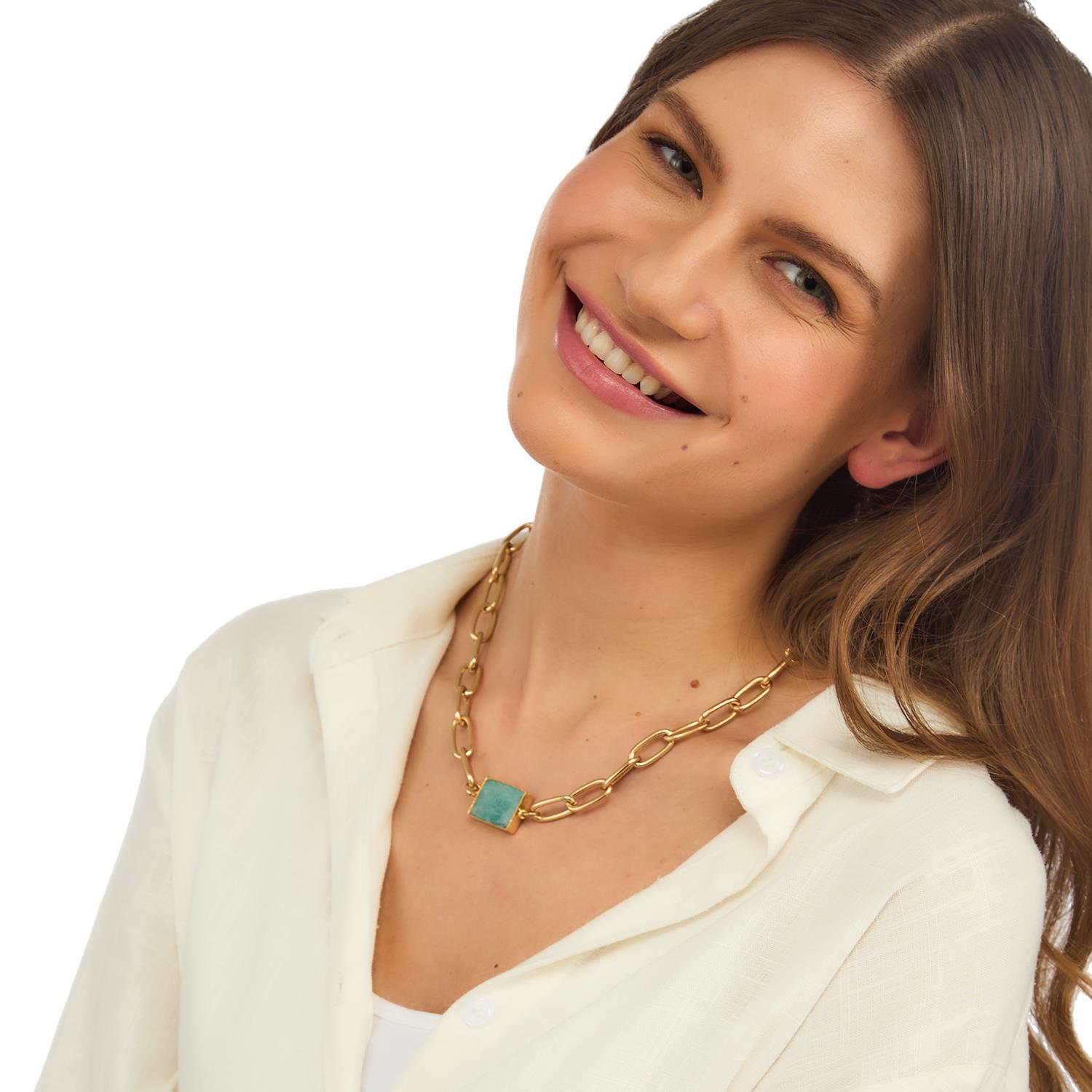 Chain Link Necklaces with Natural Stone A/4