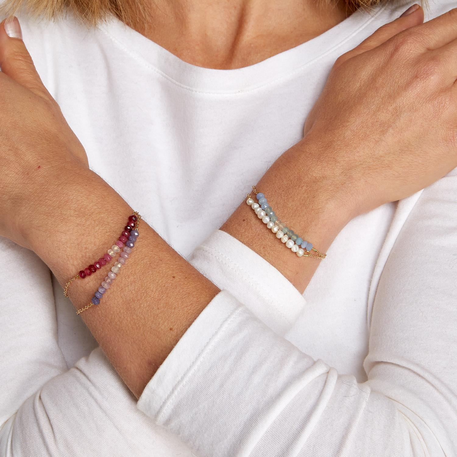 Natural Stone Bead Bracelet on Chain A/8