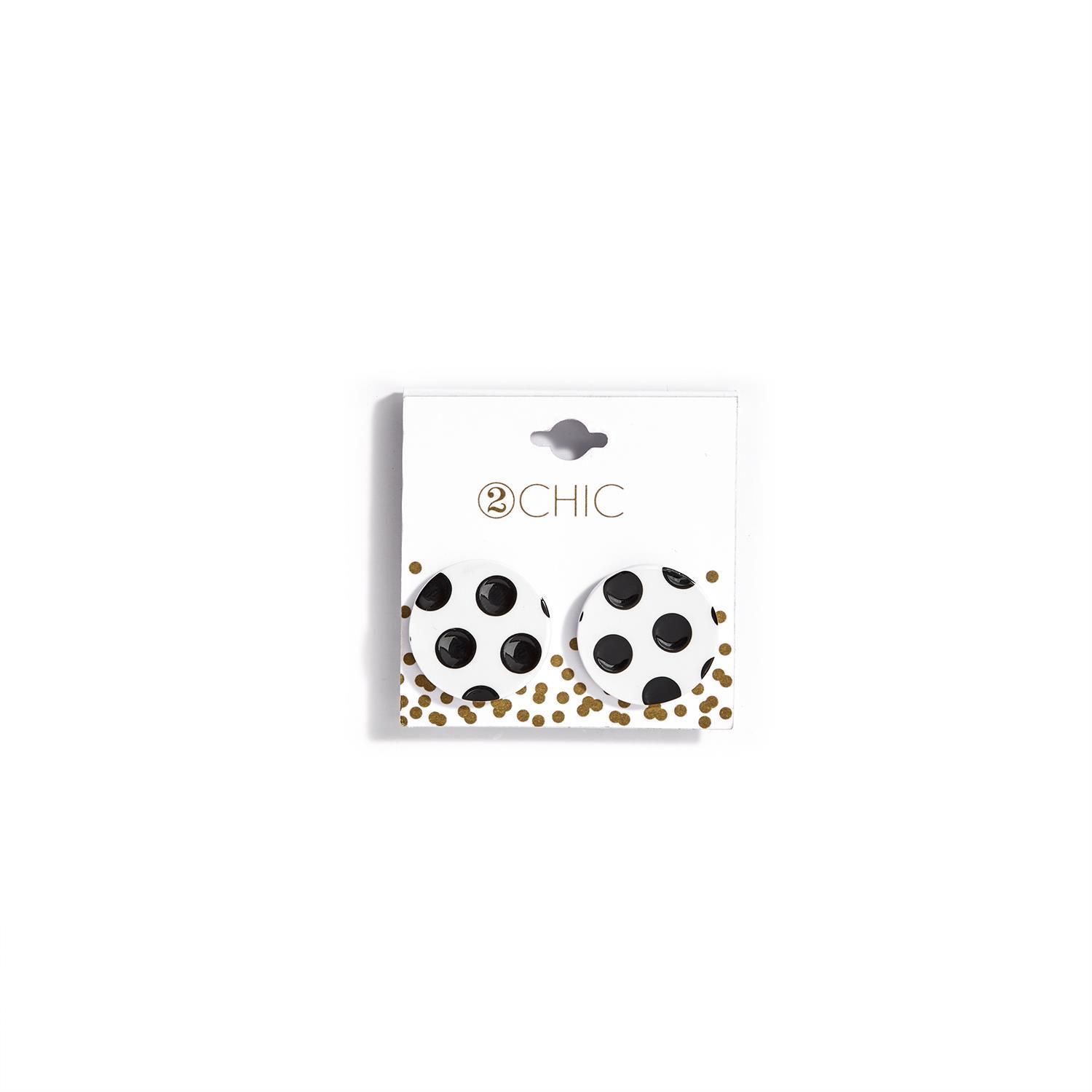 Blk/Wht Polka Dot Earrings Asst 2 Styles 2 Colors