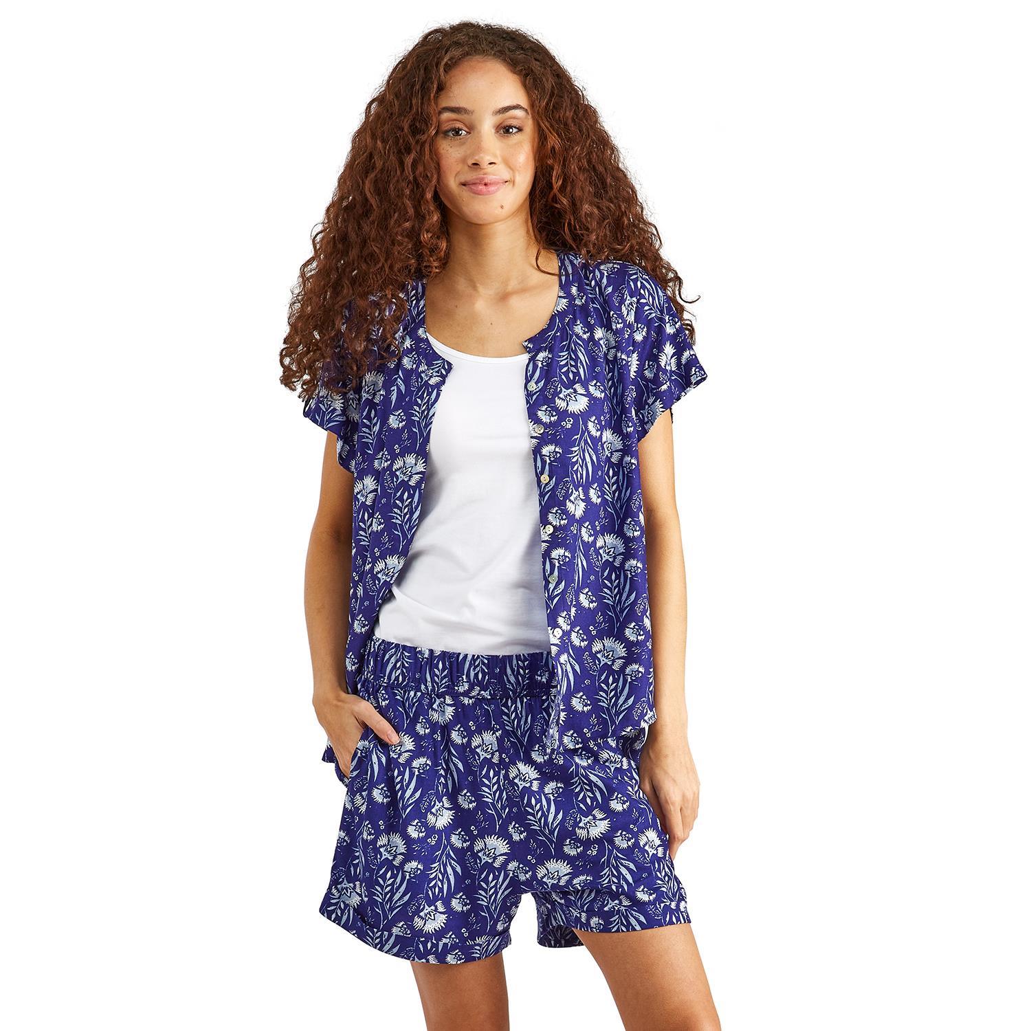 Blue Floral Lounge Top and Short Set A/2