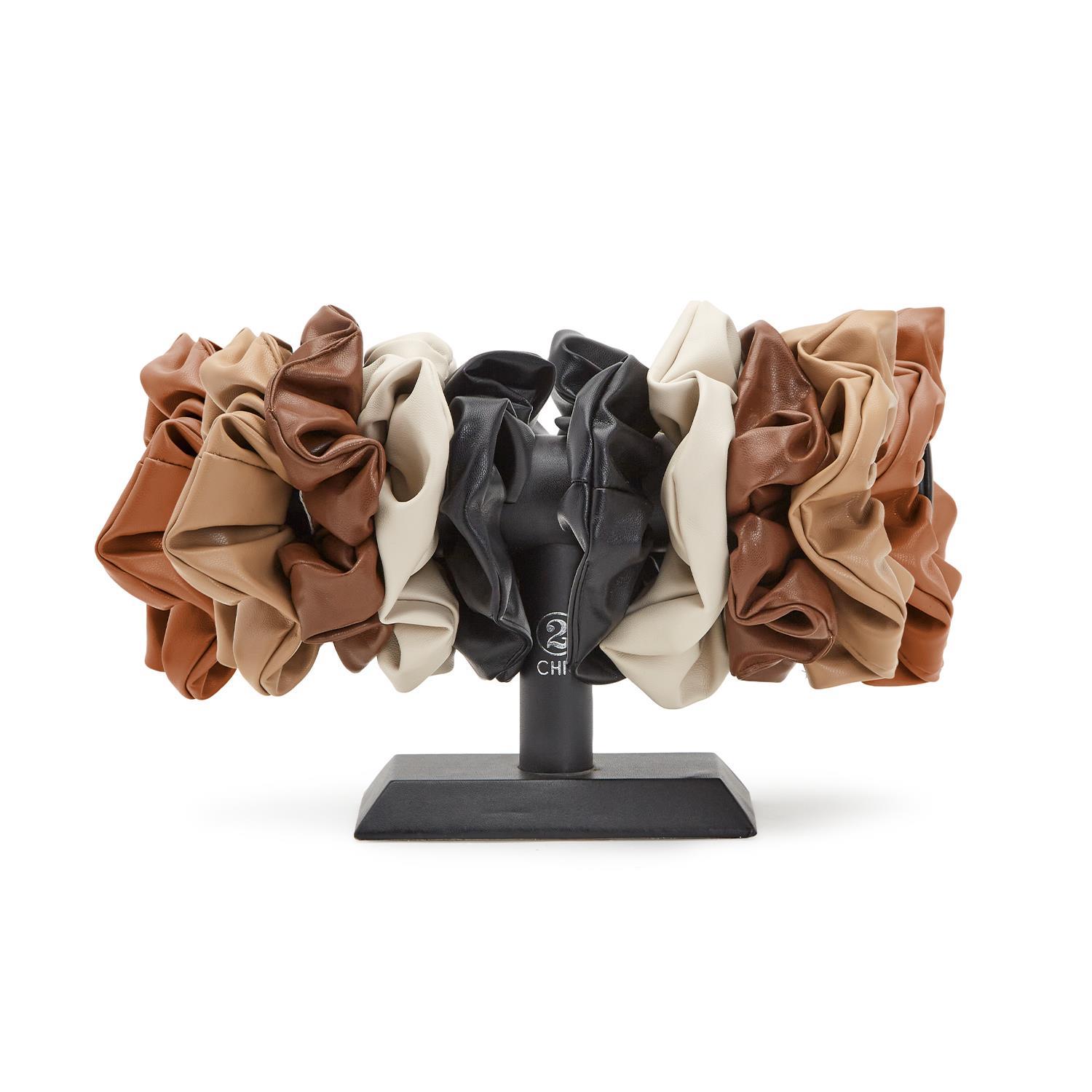 Soft Touch Vegan Leather Scrunchie Includes 5 Colors with Countertop ...