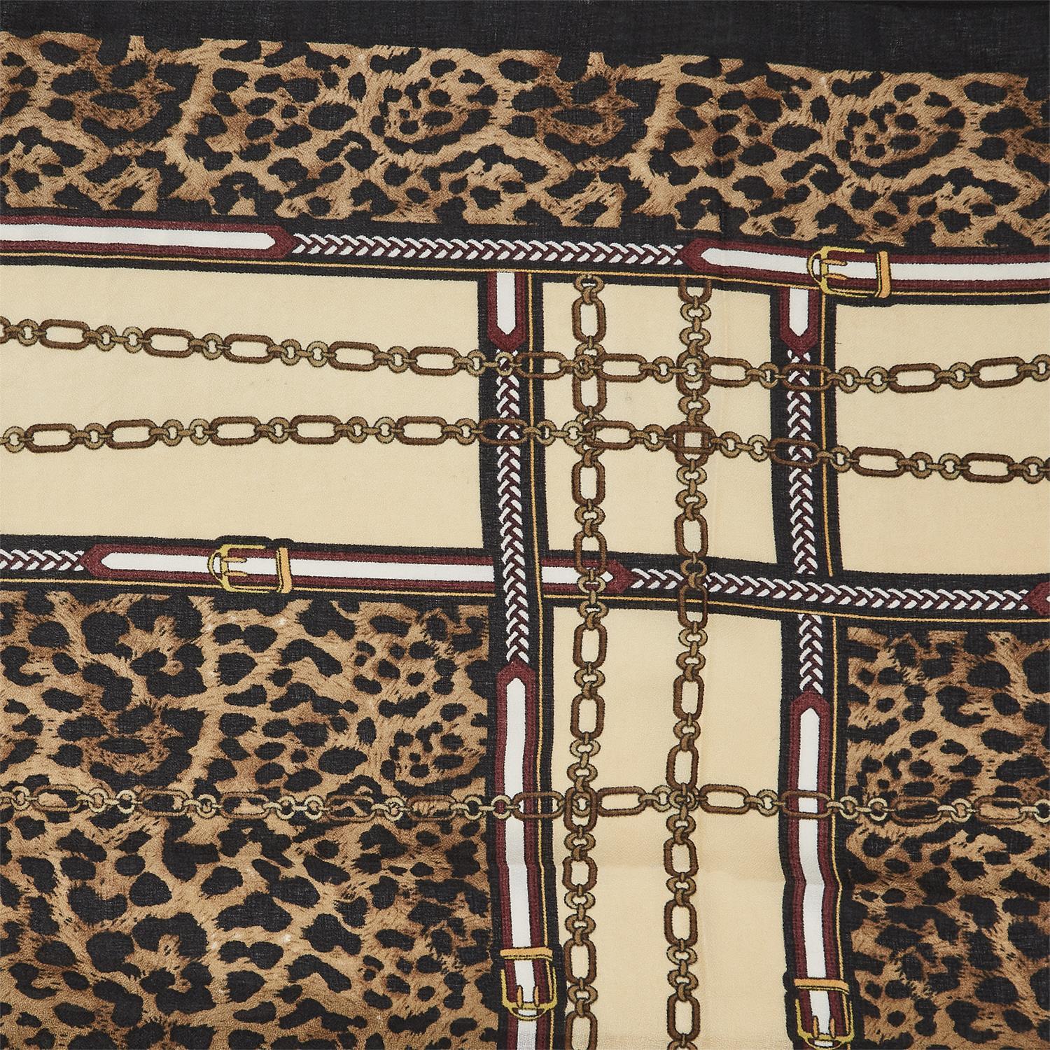Chain and Leopard Print Scarf