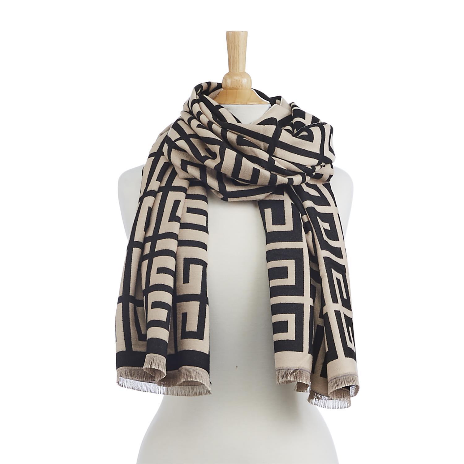Greek Key Printed Scarf