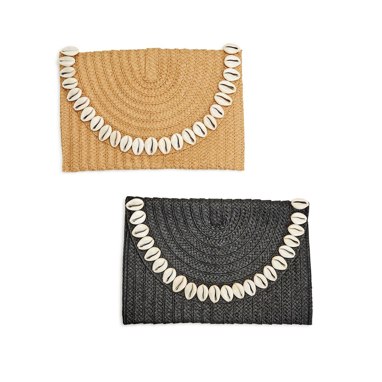 Seashell Paper Raffia Clutch