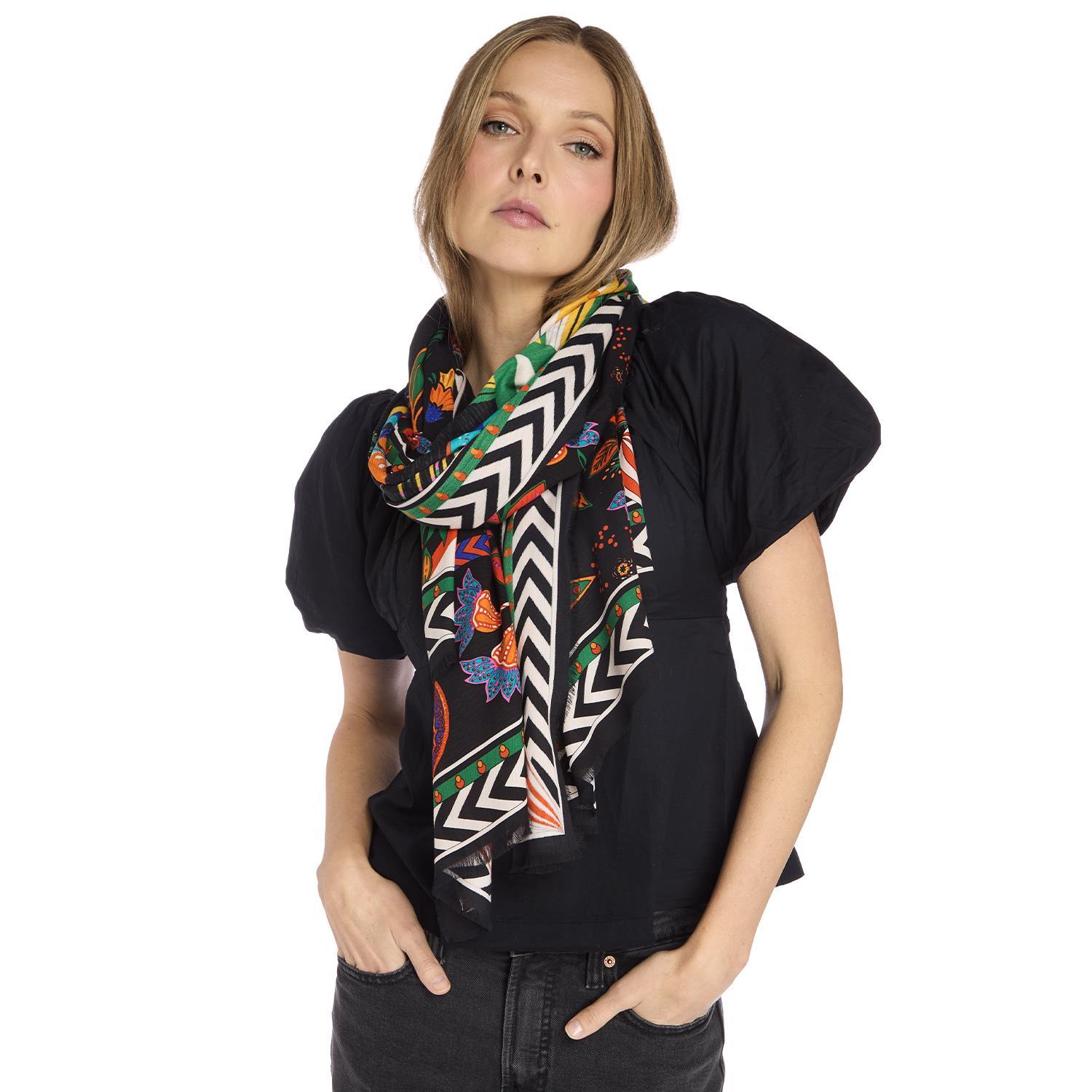 Magic India Black Rectangle Scarf