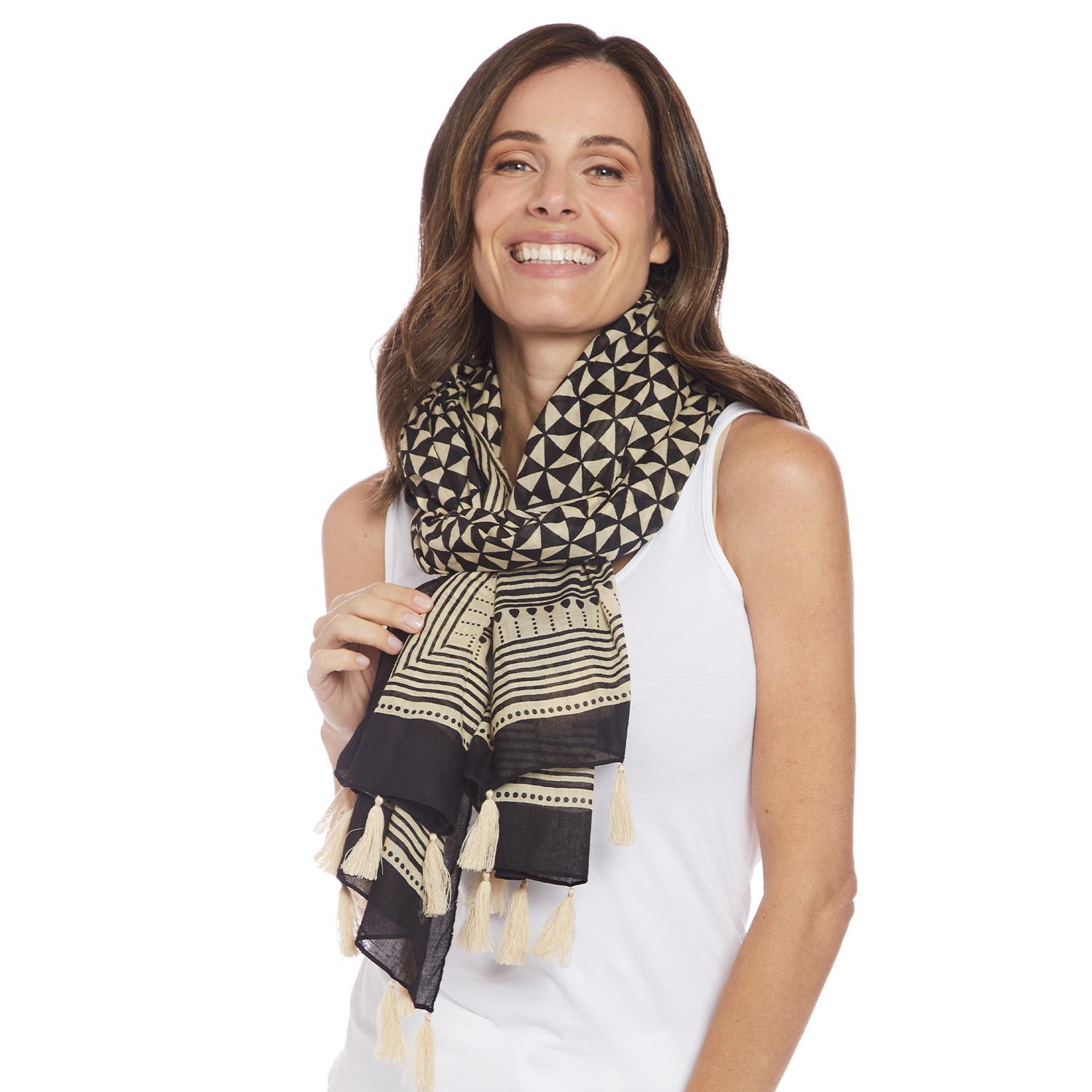 Geometric Scarf with Tassels