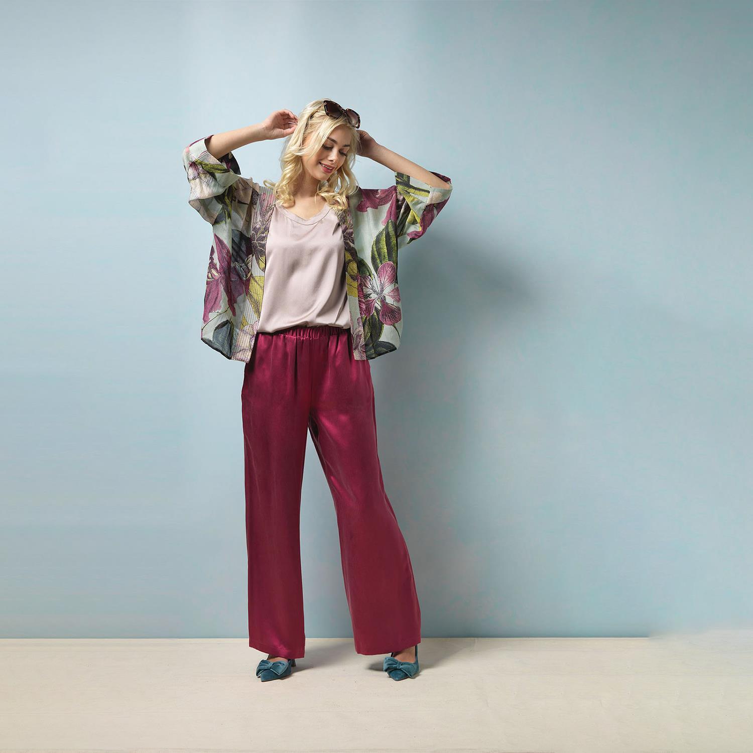 Protea Robin Egg Blue Print Short Kimono