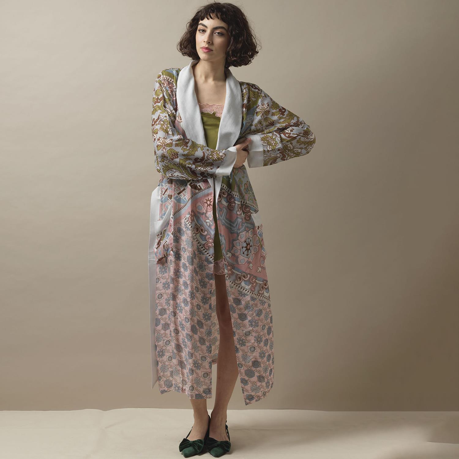 Patchwork Pastel Print Robe Gown