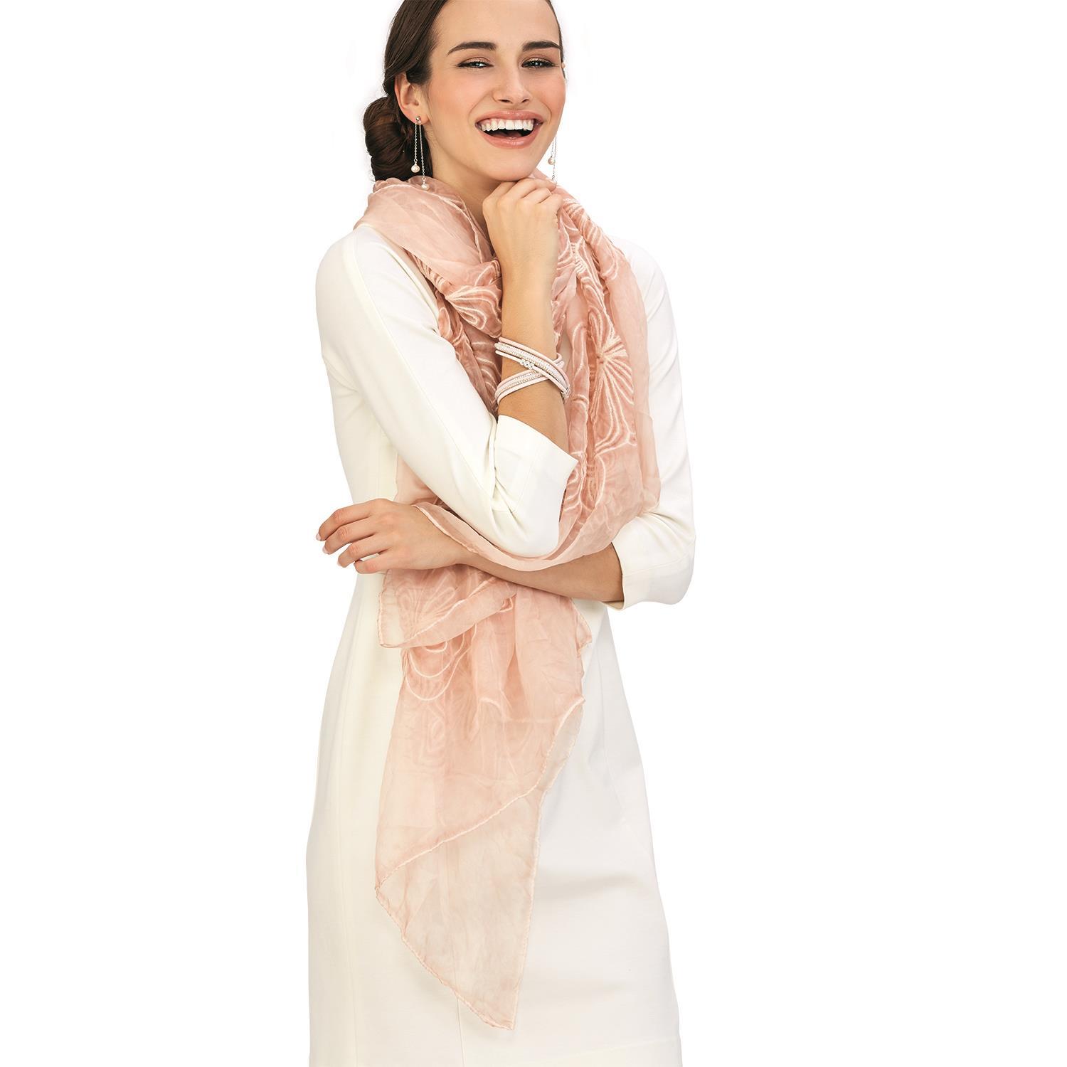 Sheer Scarf with Flower Asst 3 Colors