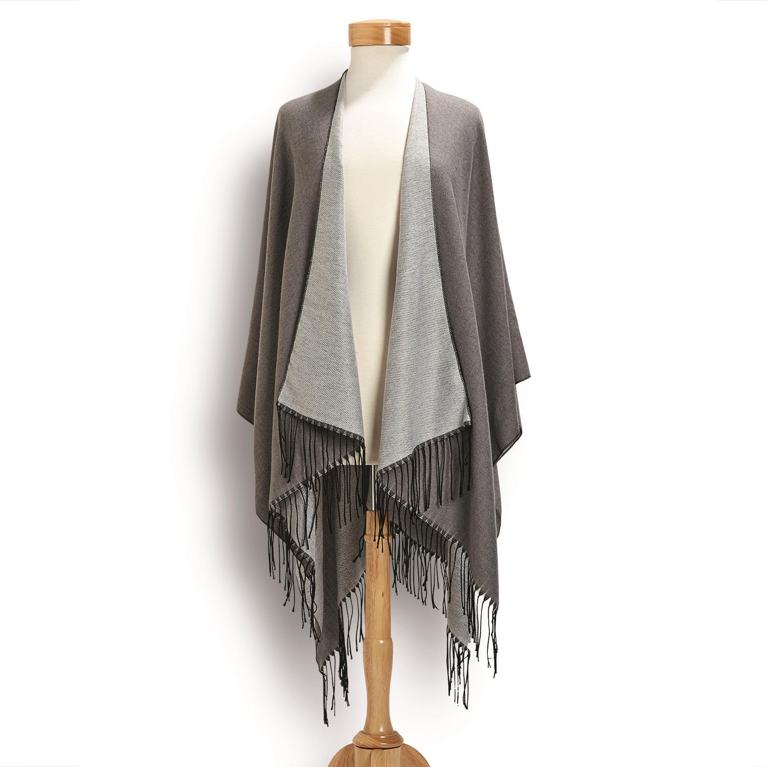 Reversible Shawl with Fringe Asst 3 Colorways