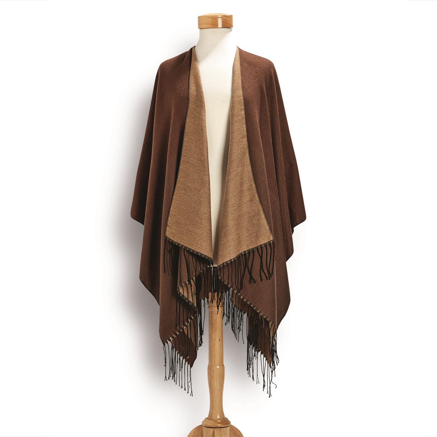 Reversible Shawl with Fringe Asst 3 Colorways