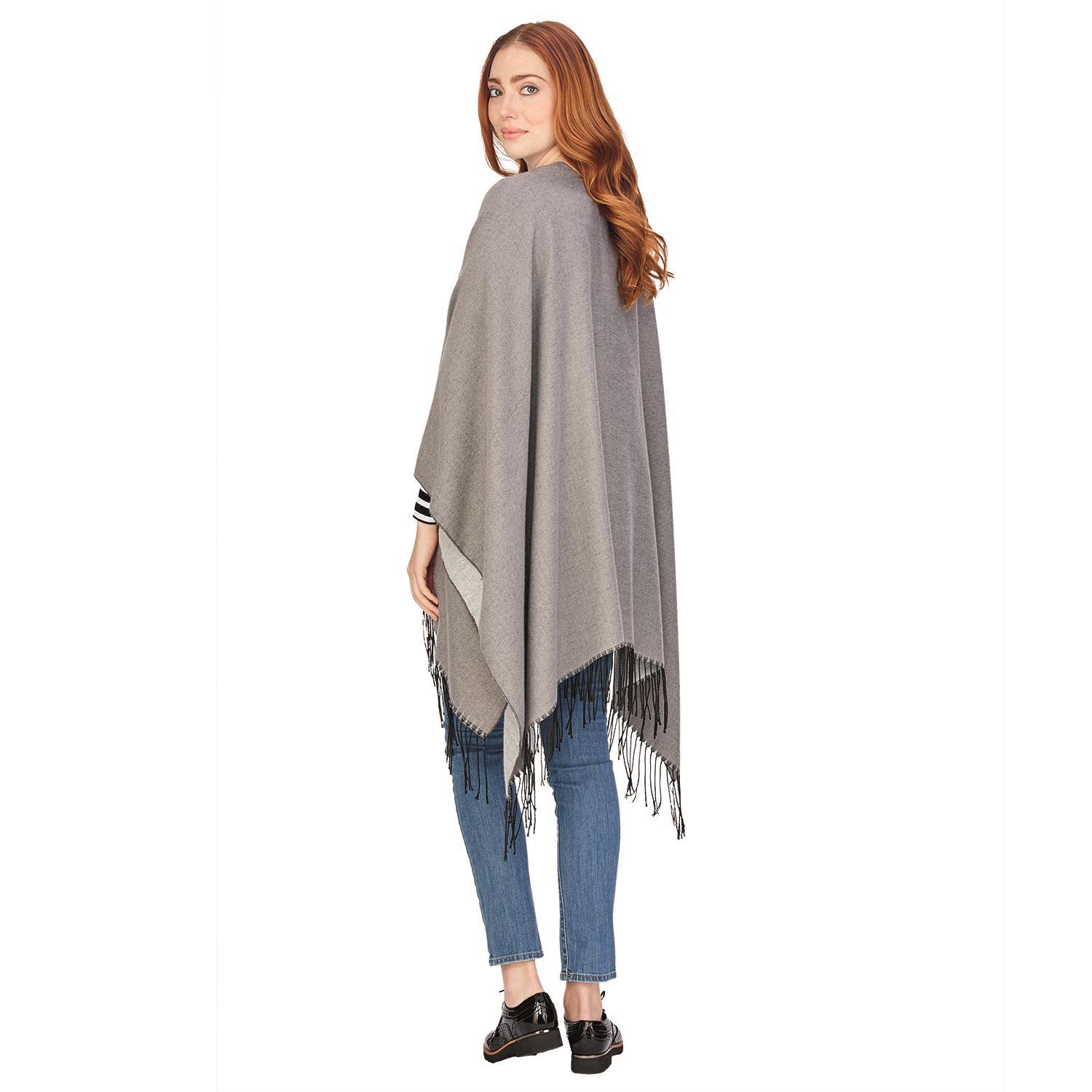 Reversible Shawl with Fringe Asst 3 Colorways