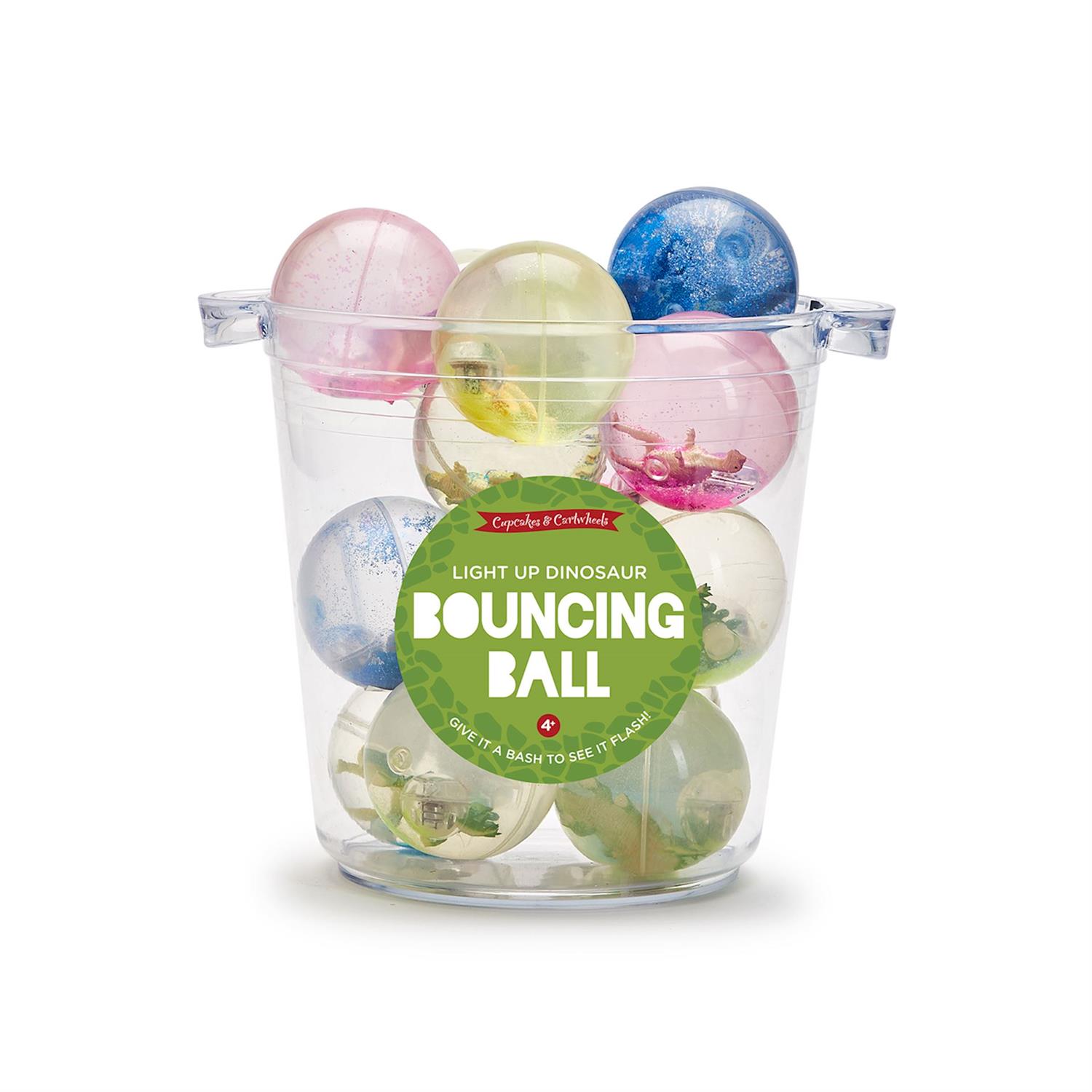 36 Pc Dinosaur Glitter Bouncing Ball Un W/Countertop Display Incl 4 Designs