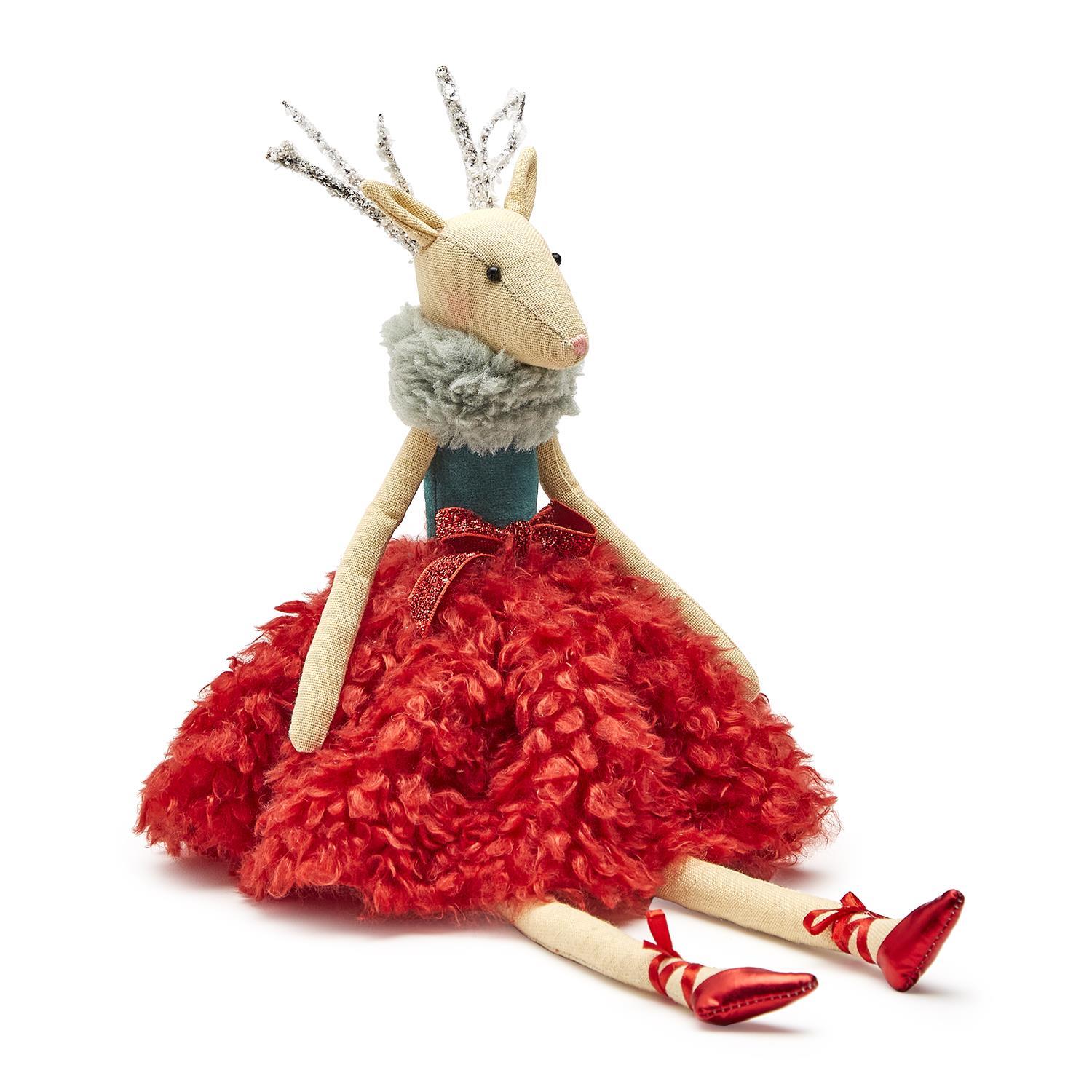 Holiday Reindeer Ballerina Hand-Crafted Shelf Sitter (decorative use only)