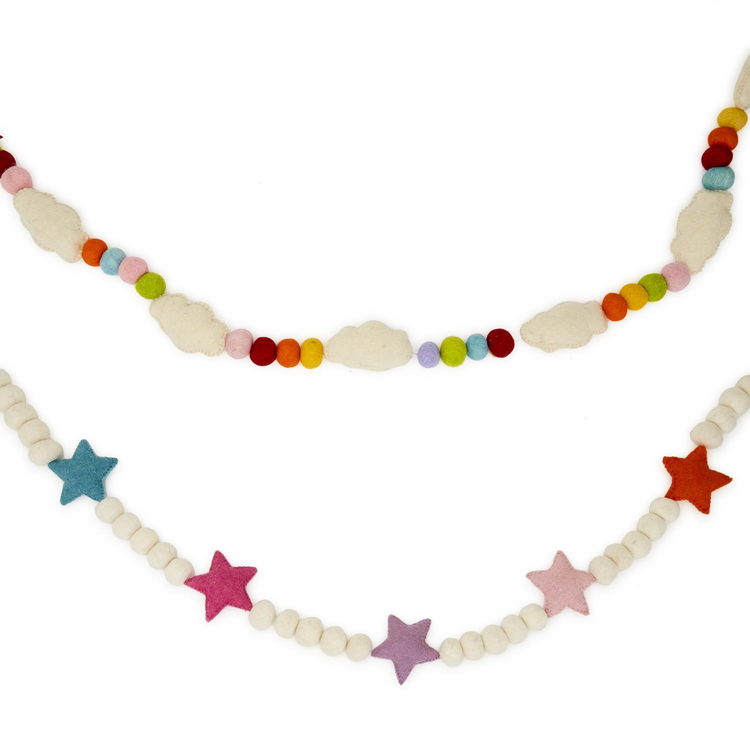 Happy and Bright Hand-Crafted Wool Felt Garland A/2 Designs