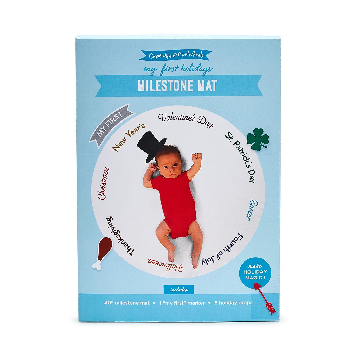 My First Holiday Milestone Mat / Curtain with Markers in Gift Box