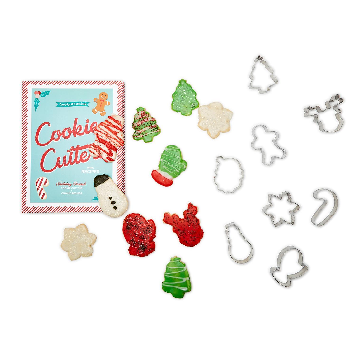 Holiday Baking Set of 8 Cookie Cutters with Recipes in Storage Gift Box