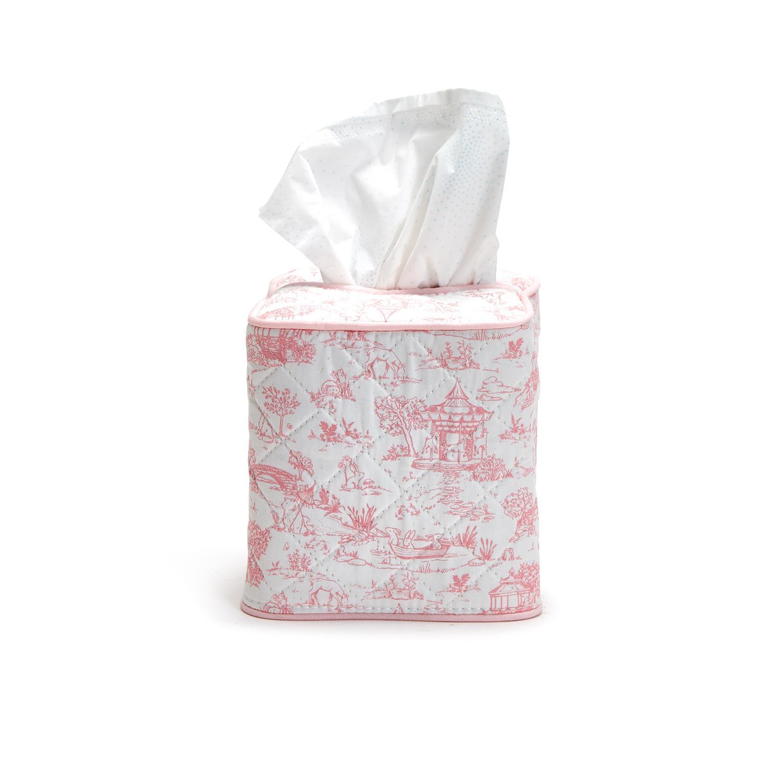 Toile Quilted Cotton Tissue Box Cover Assorted 2 Colors