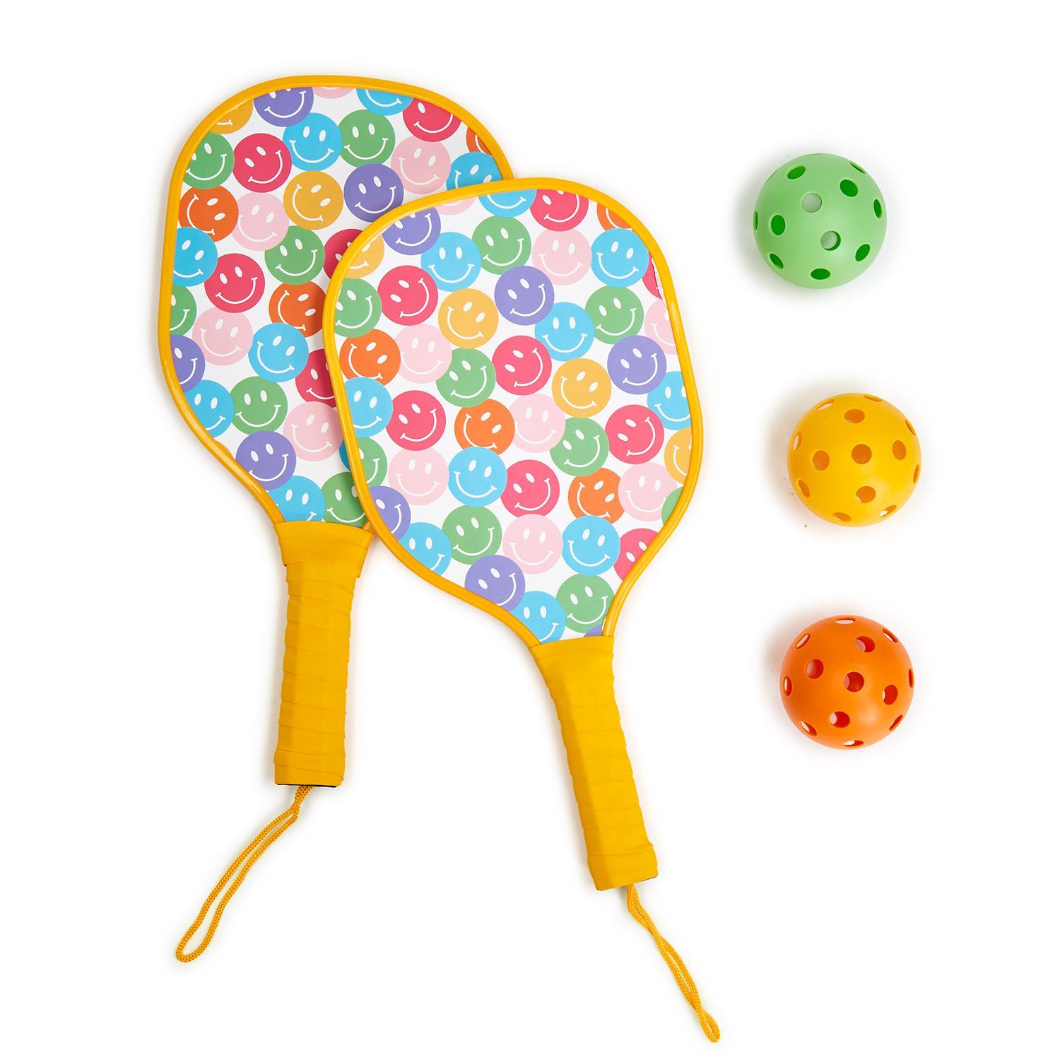 Happy Junior Pickleball Set in Mesh Bag Includes: 2 Paddles and 3 Balls