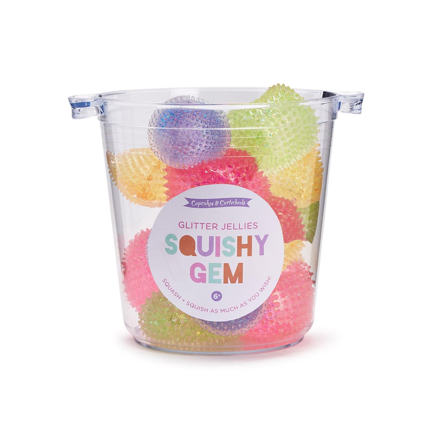 40 Pc Glitter Gem Jellies Squishy Unit with Bucket Display Includes 4 ...