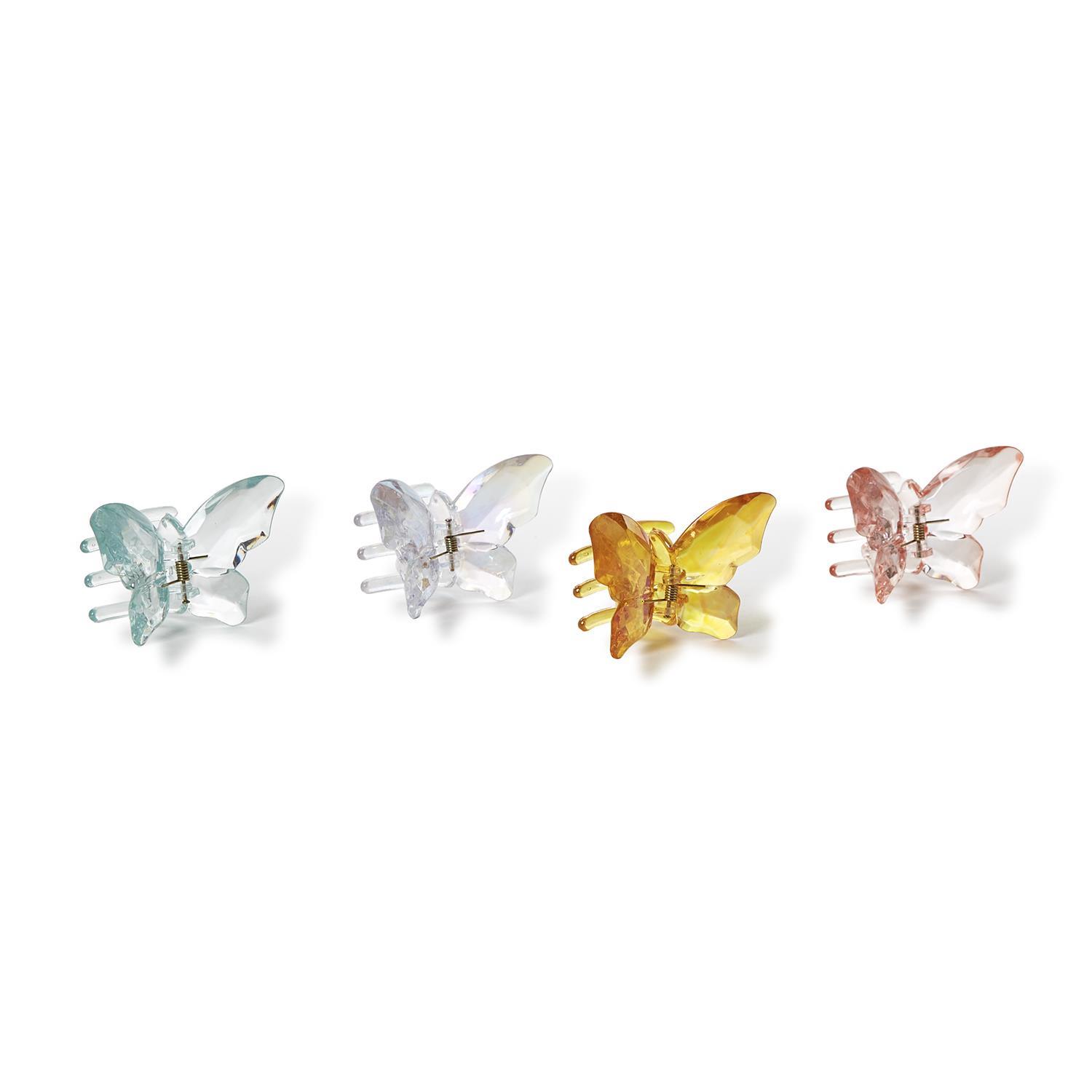 Iridescent Wings 24 Pc Butterfly Hair Clip Unit with Display