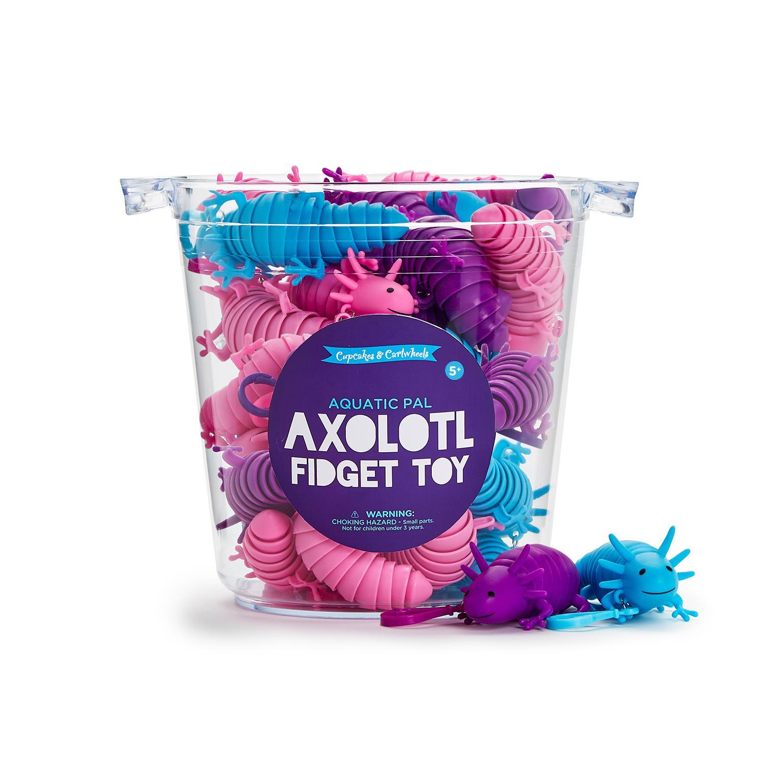 24 Pc Axolotl Clip-on Fidget Toy Unit with Display Bucket Includes 3 Colors