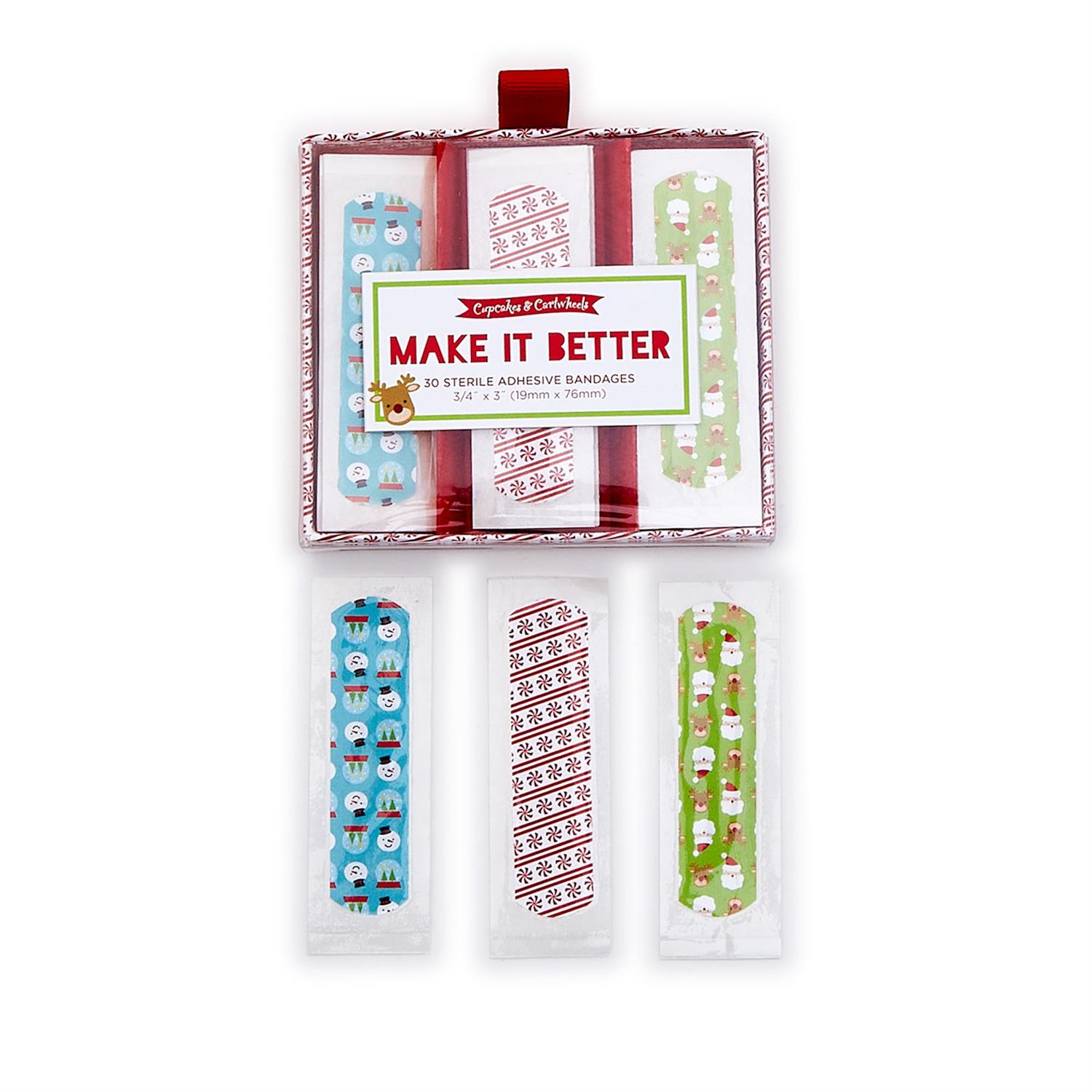 30 Pc Holiday Bandages in Gift Box Incl 3 Patterns