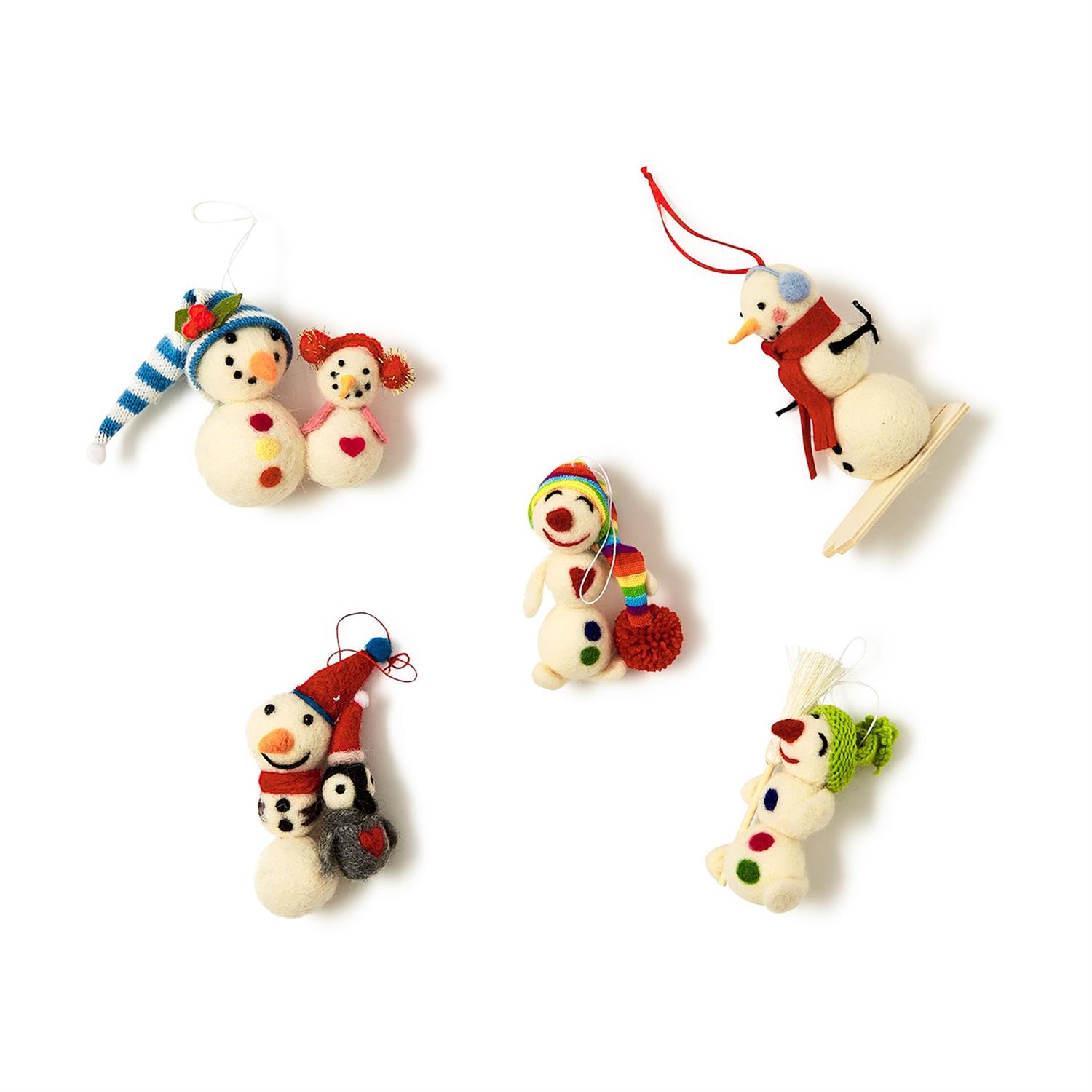 30 Pc Snowman Hand-Crafted Ornament Unit Includes 5 Designs