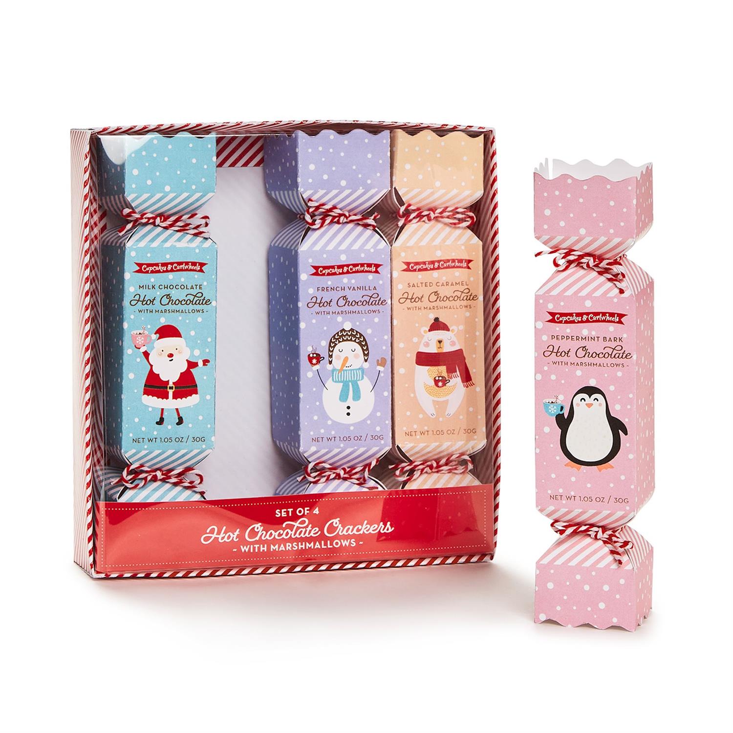 Set of 4 Hot Cocoa Mix and Marshmallow Crackers in Gift Box Includes 4 ...